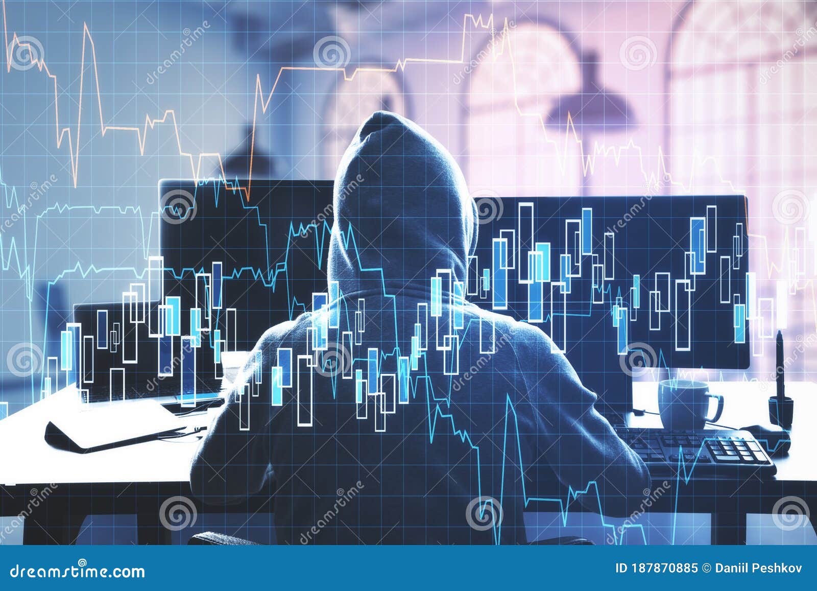 Hacker With Financial Chart Screen Stock Photography | CartoonDealer ...