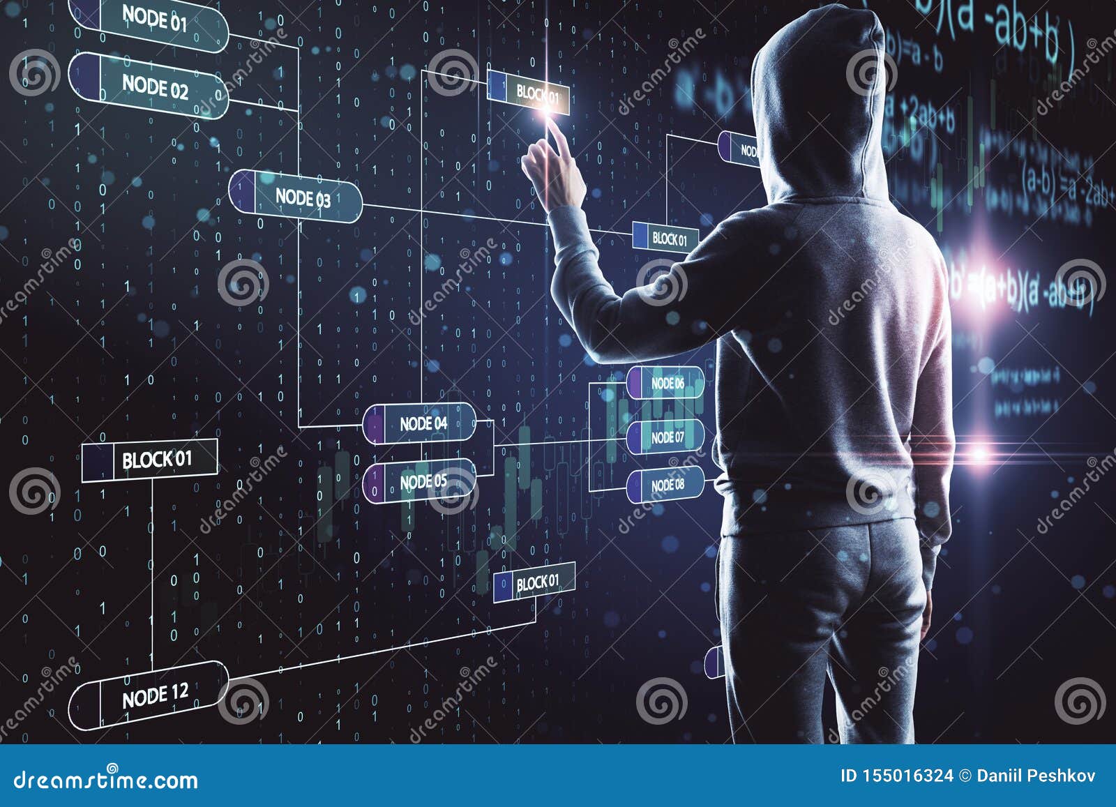 Hacker Using Creative Big Data Screen Stock Illustration - Illustration ...