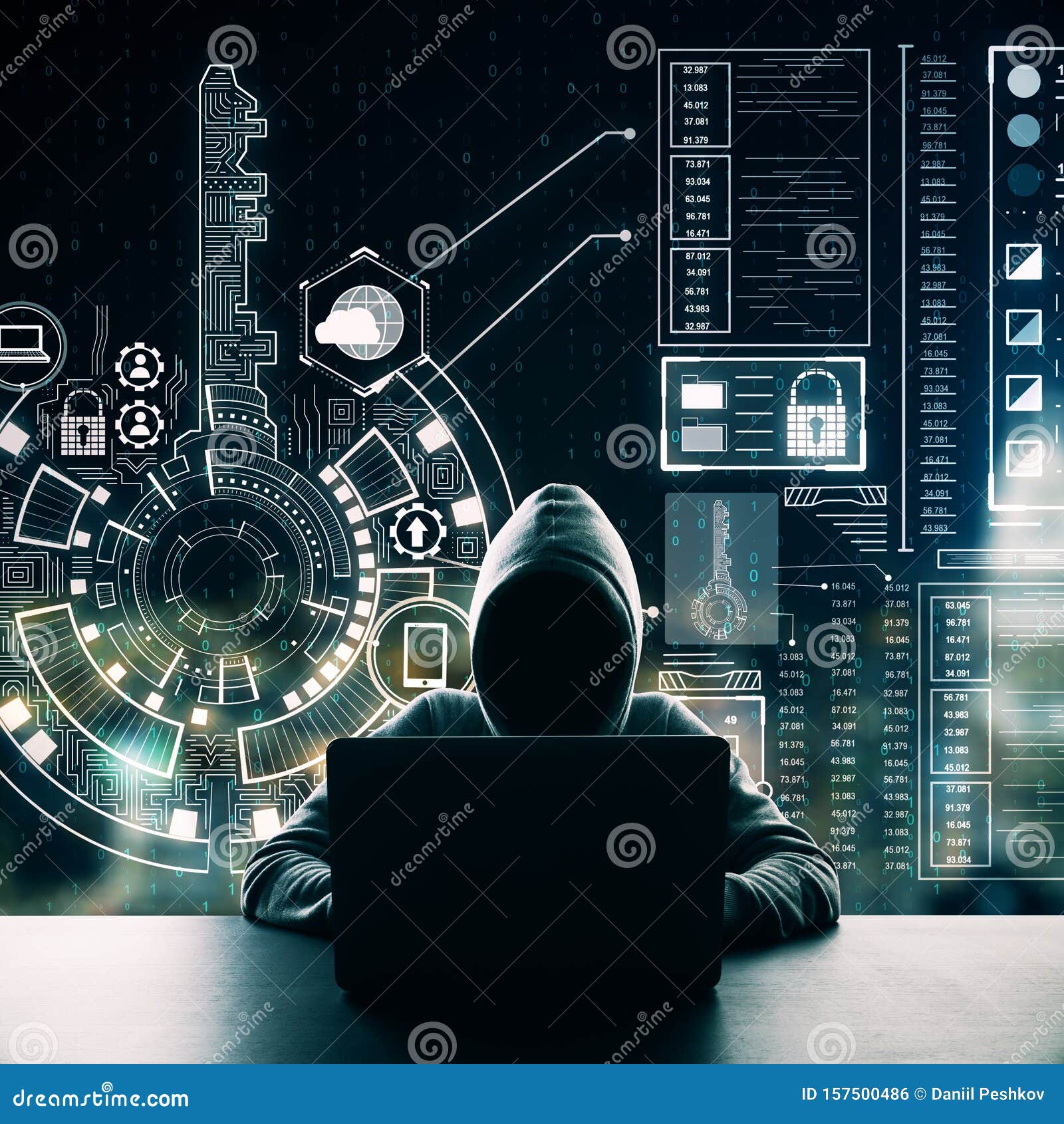 Hacker Using Digital Interface Stock Photo - Image of dark, desktop ...