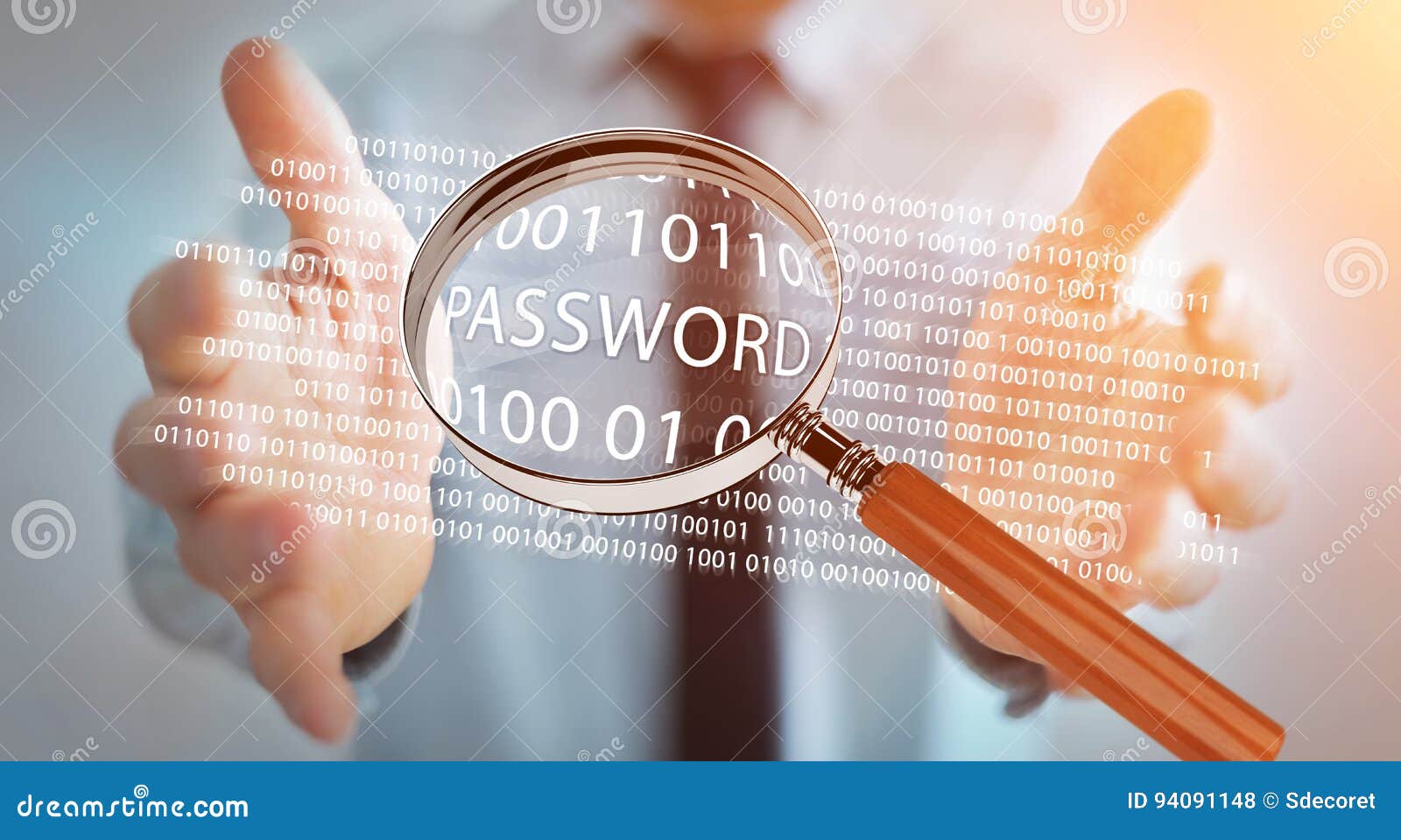 Hacker Using Digital Magnifying Glass To Find Password 3D Render Stock ...