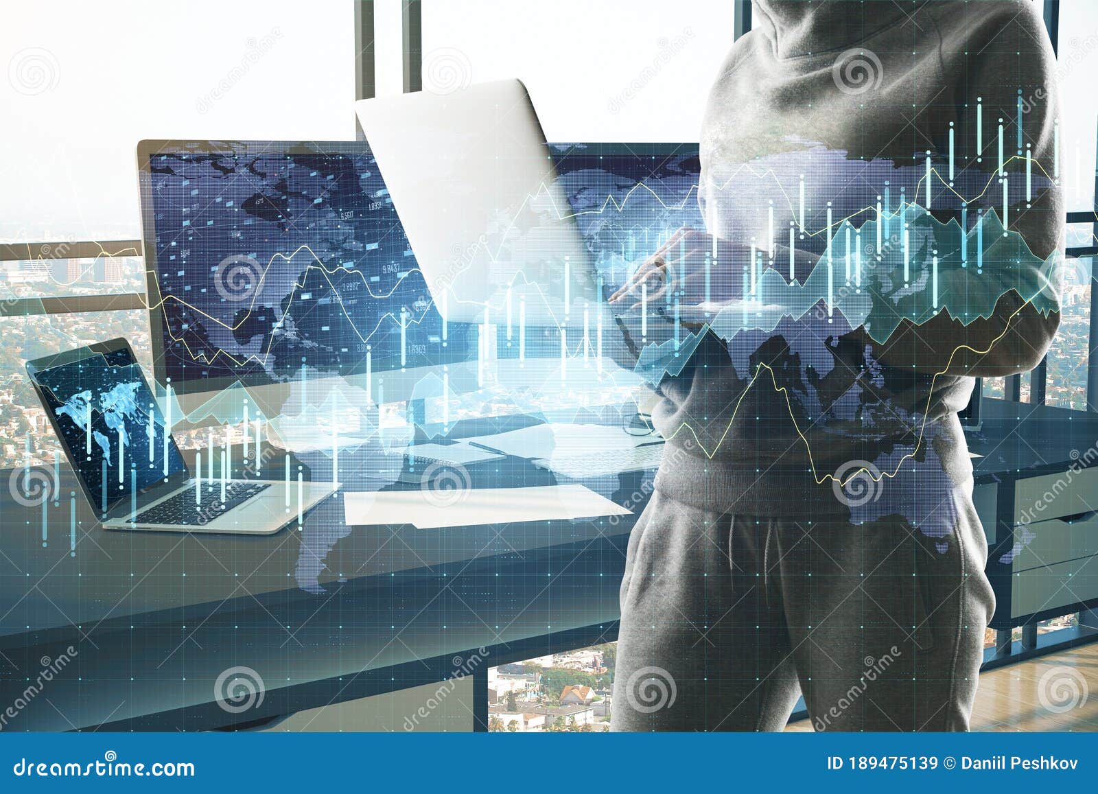 Hacker With Financial Chart Screen Stock Photography | CartoonDealer ...