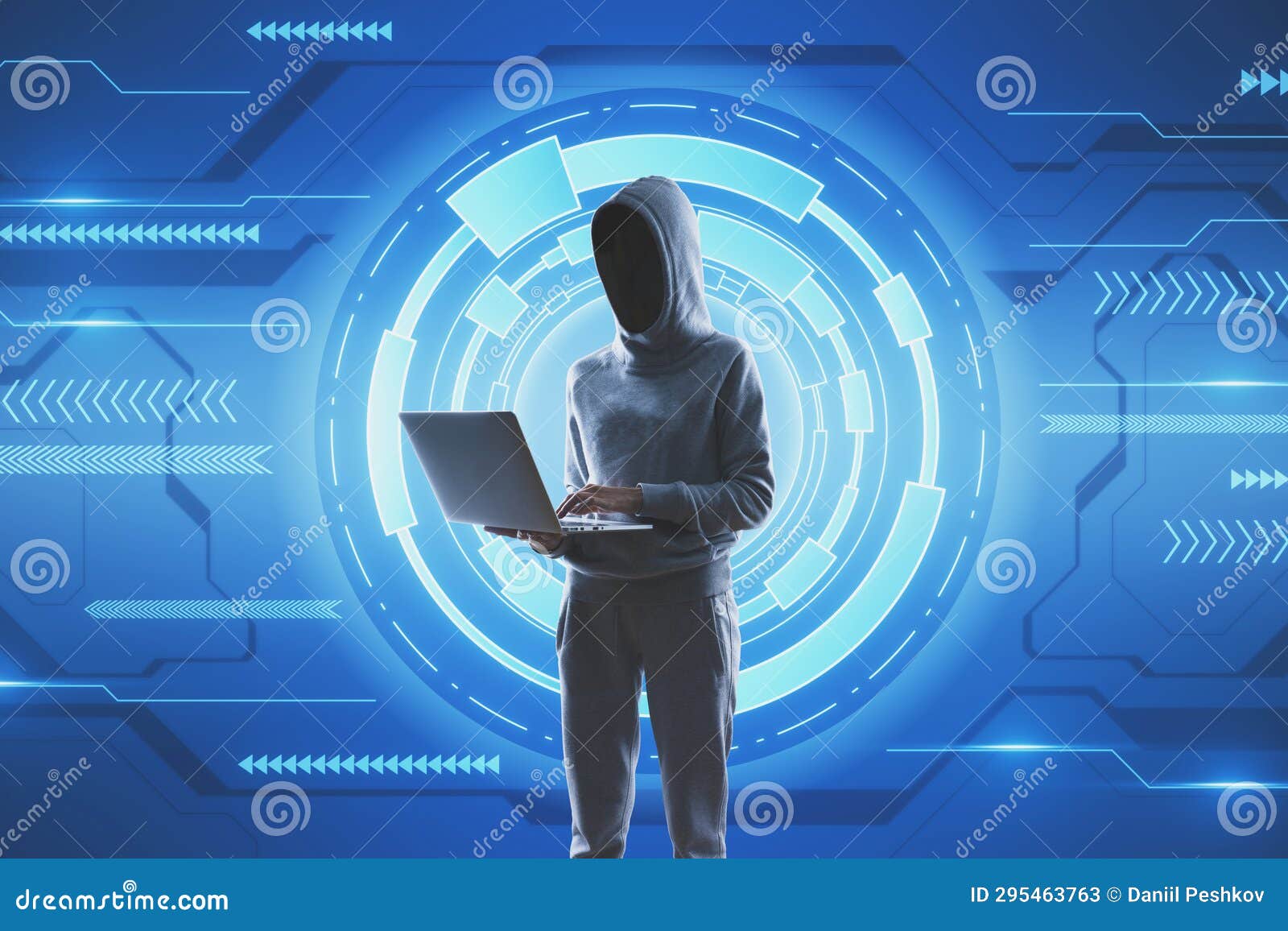 Hacker Using Laptop on Creative Hi-tech Background. Hacking, Technology ...