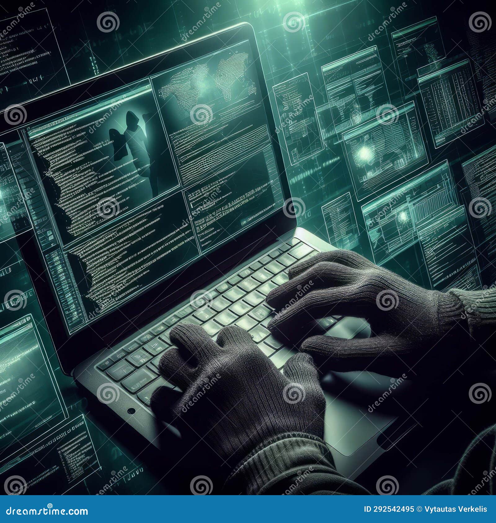 Hacker Using Laptop with Cyber Security Concept Stock Image - Image of ...
