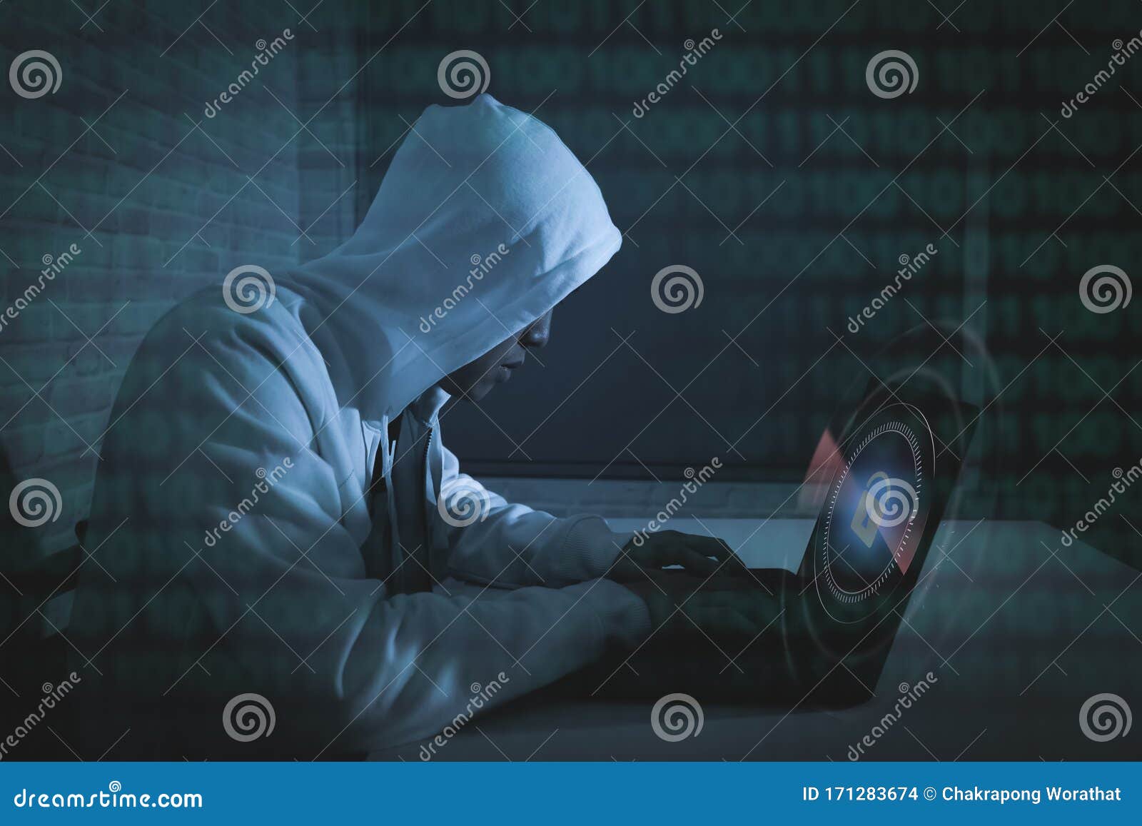 Hacker Using Laptop Hacking The Internet And Information Security