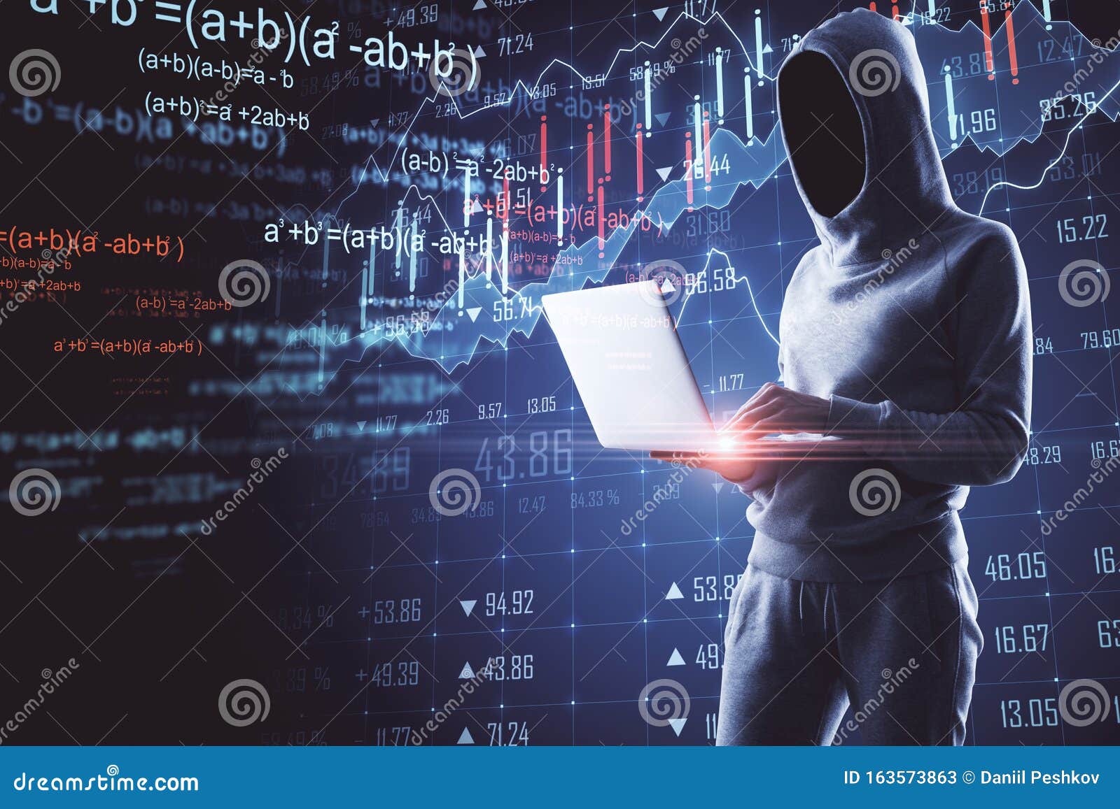Hacker Using Laptop with Stock Data Stock Image - Image of malware ...