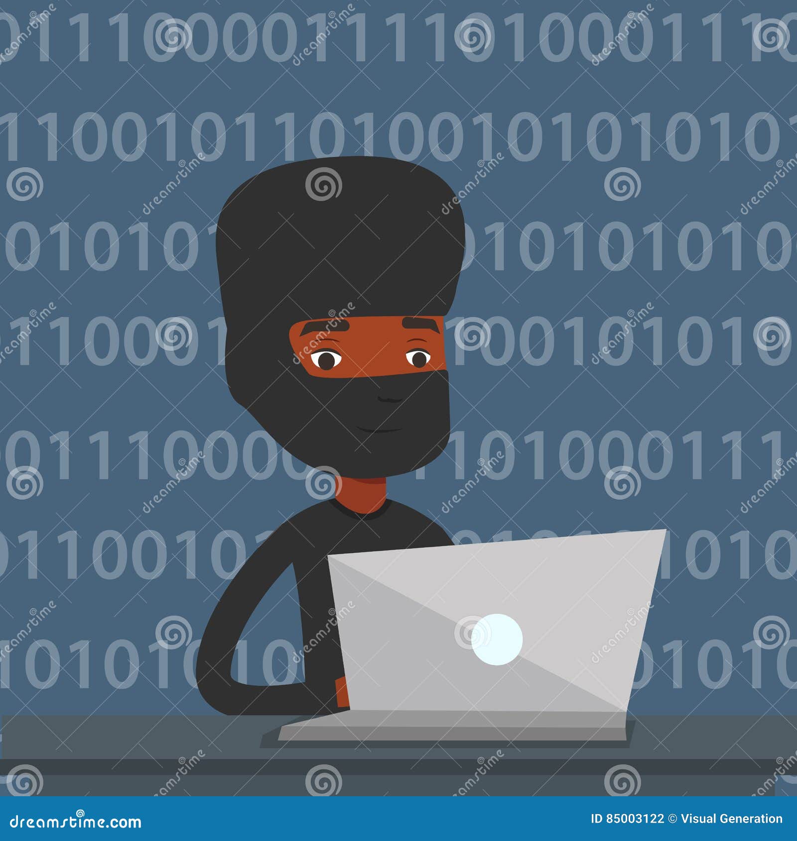 Hacker Using Laptop To Steal Information. Stock Vector - Illustration ...