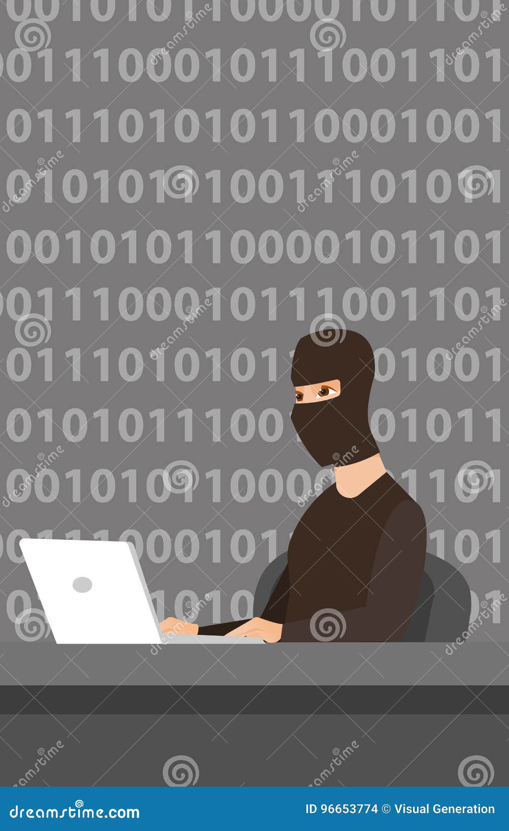 Hacker Using Laptop To Steal Information. Stock Vector - Illustration ...