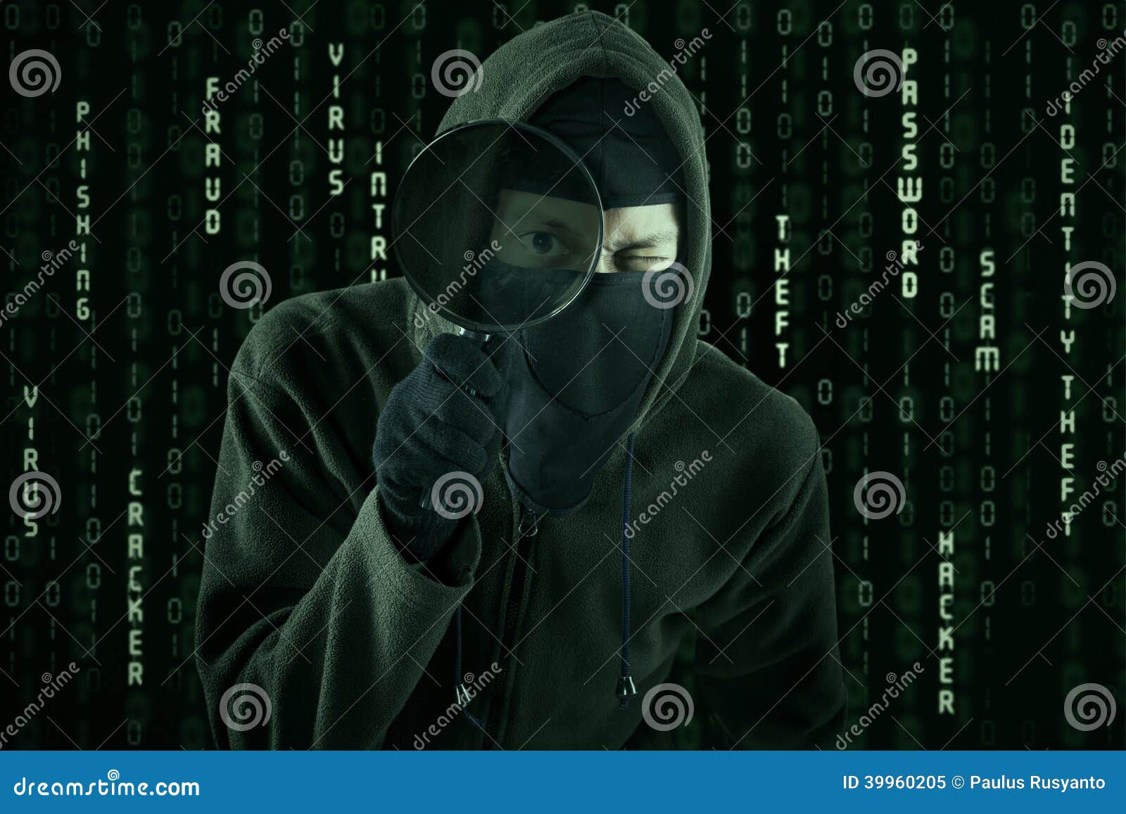 Hacker Using Magnifying Glass Stock Image - Image of hacker, cyber ...