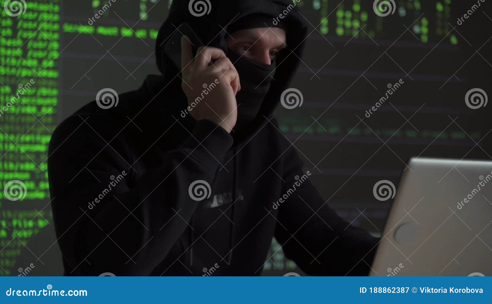 Hacker Using Mobile Smartphone Calling For Victim Stock Video Video