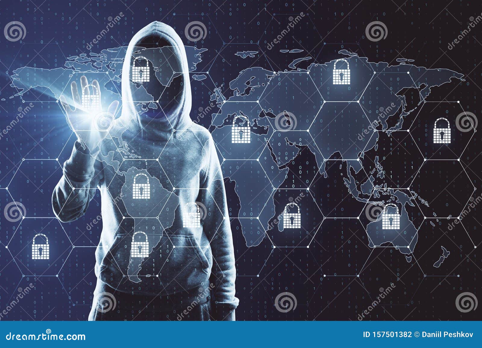 Hacker Using Padlock Interface Stock Photo - Image of communication ...