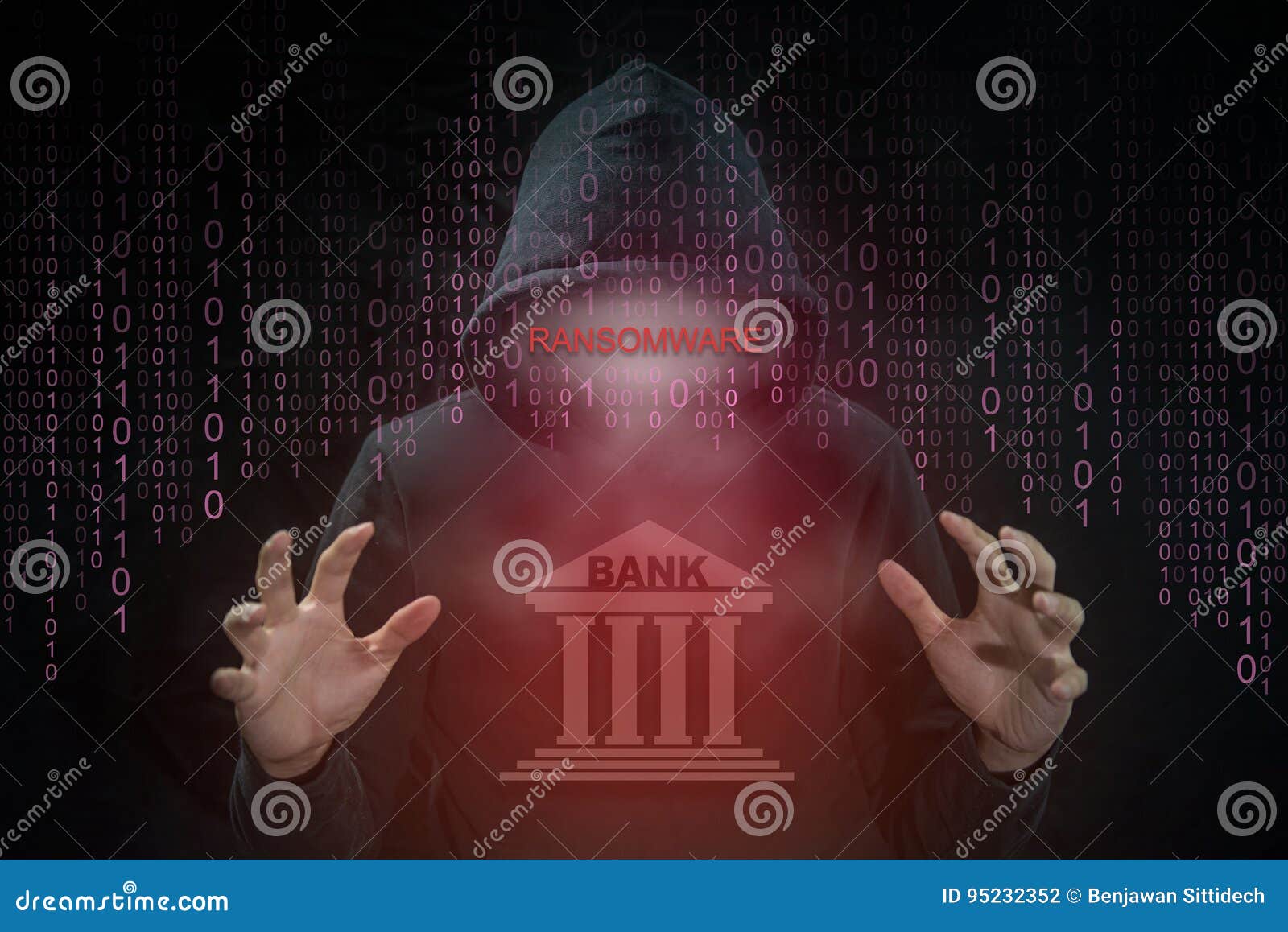 Hacker Using Ransomware for Attack Bank System Stock Photo - Image of ...