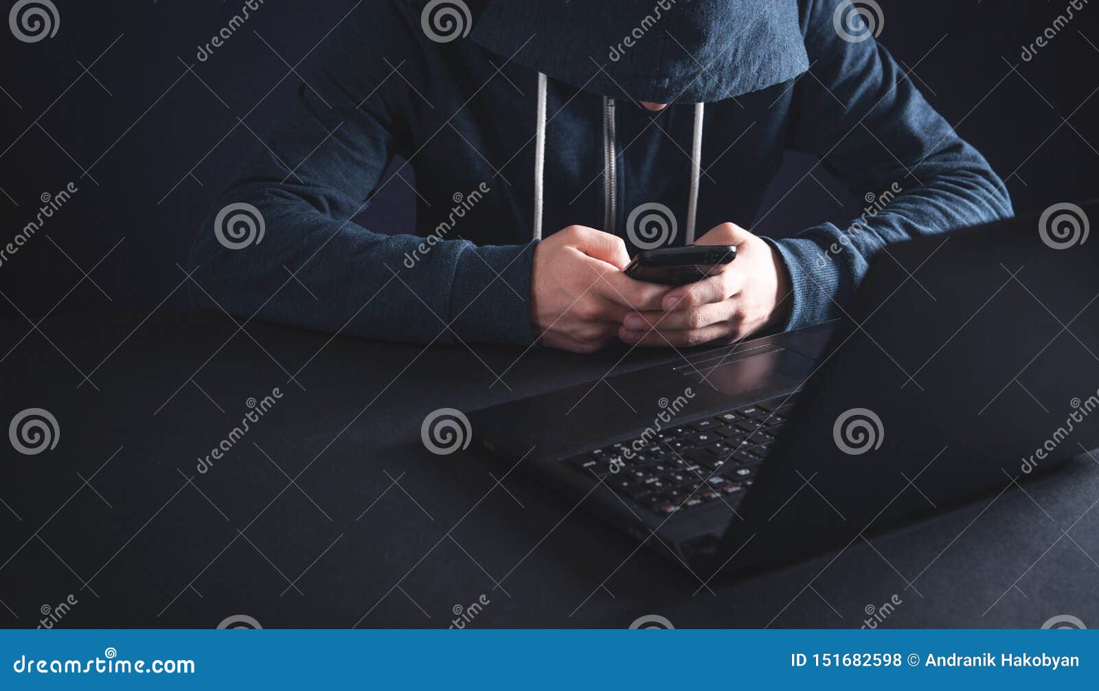 Hacker Using Smartphone. Cyber Crime Stock Photo - Image of criminal ...