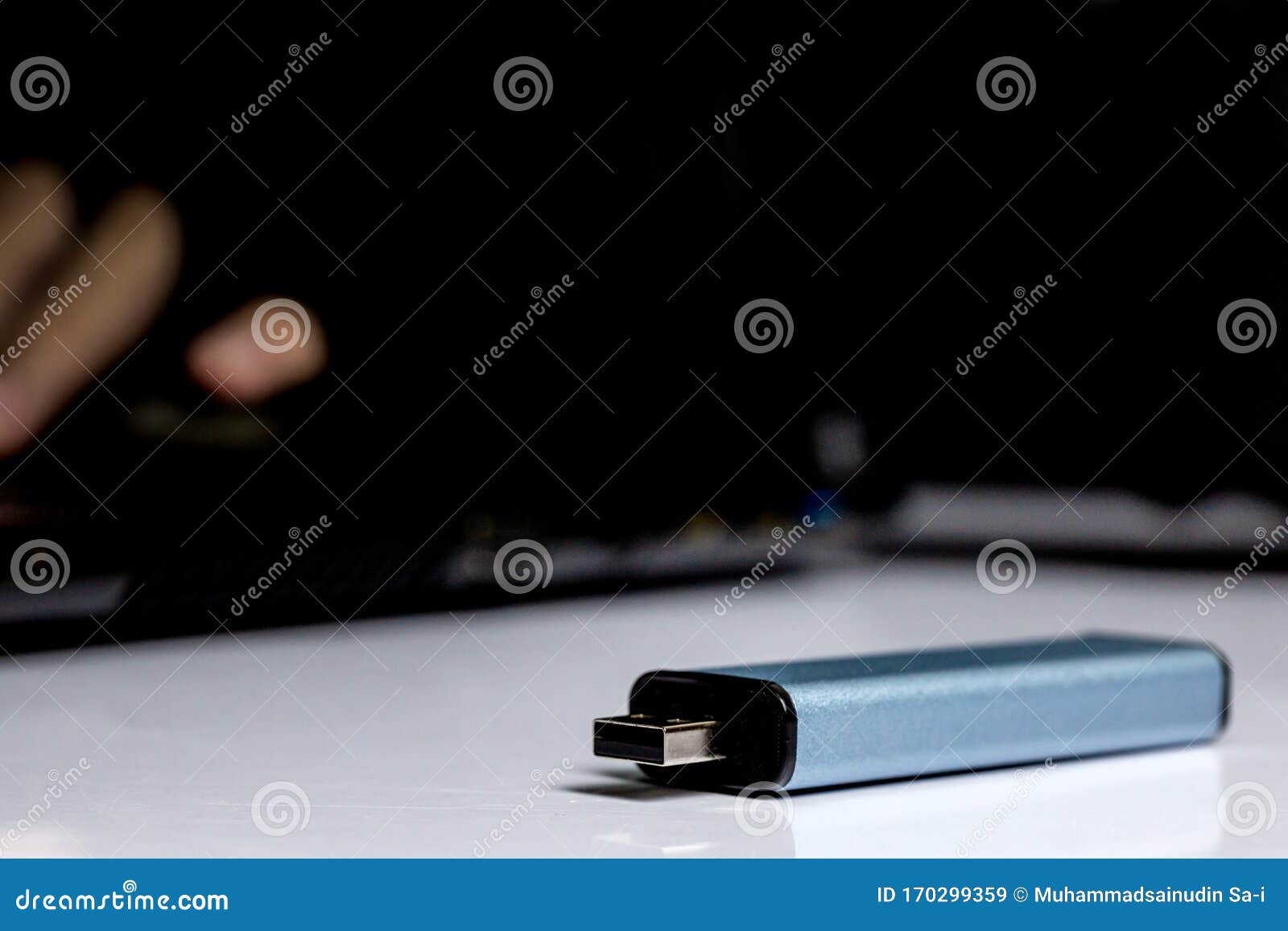 Hacker Using USB Flash Drive for Theft the Information Stock Image ...