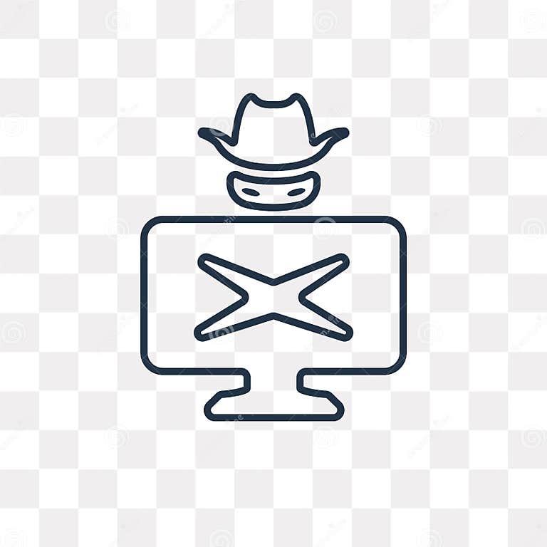 Hacker Vector Icon on Transparent Background, Linear Ha Stock Vector ...