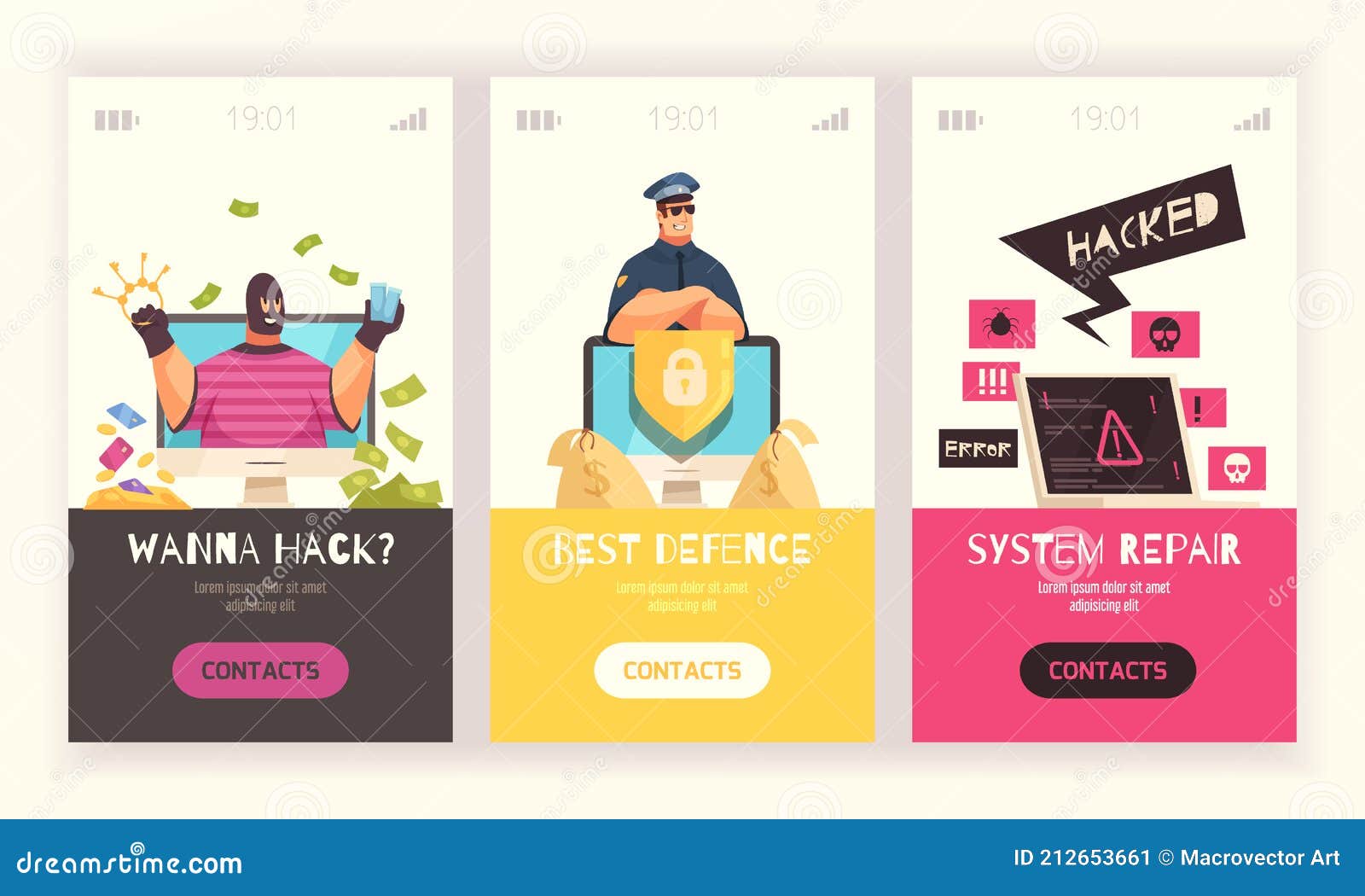 Hacker Vertical Banner Set stock vector. Illustration of code - 212653661