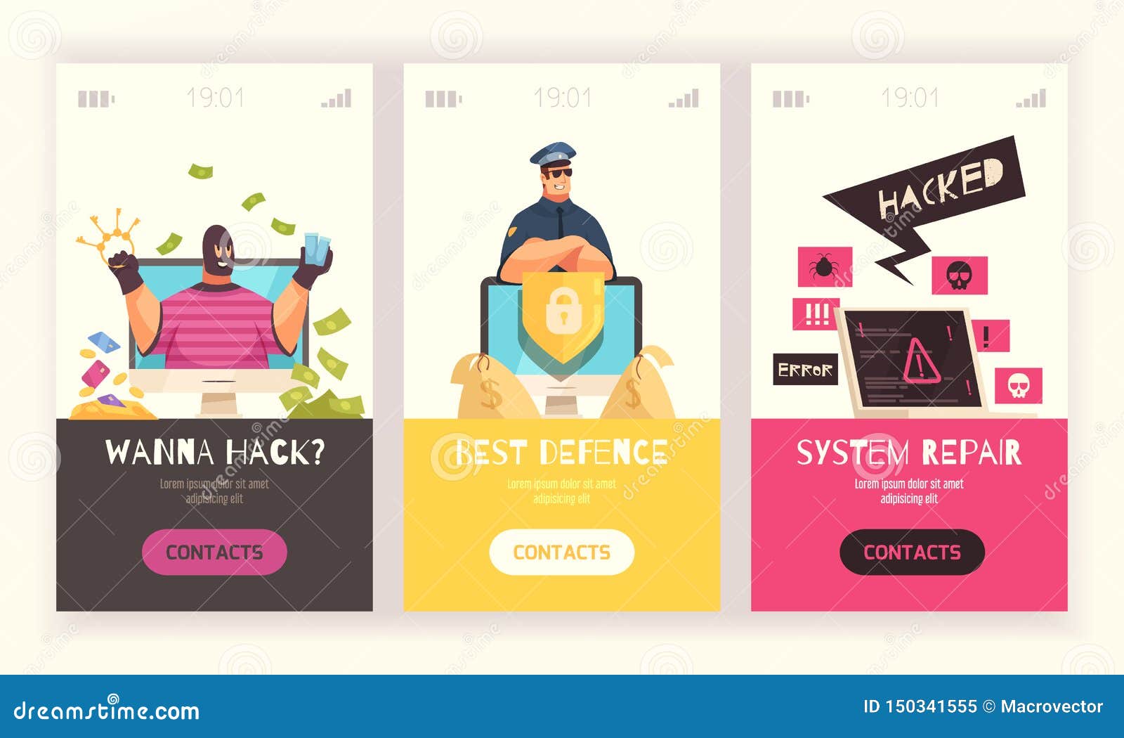 Hacker Vertical Banner Set stock vector. Illustration of business ...