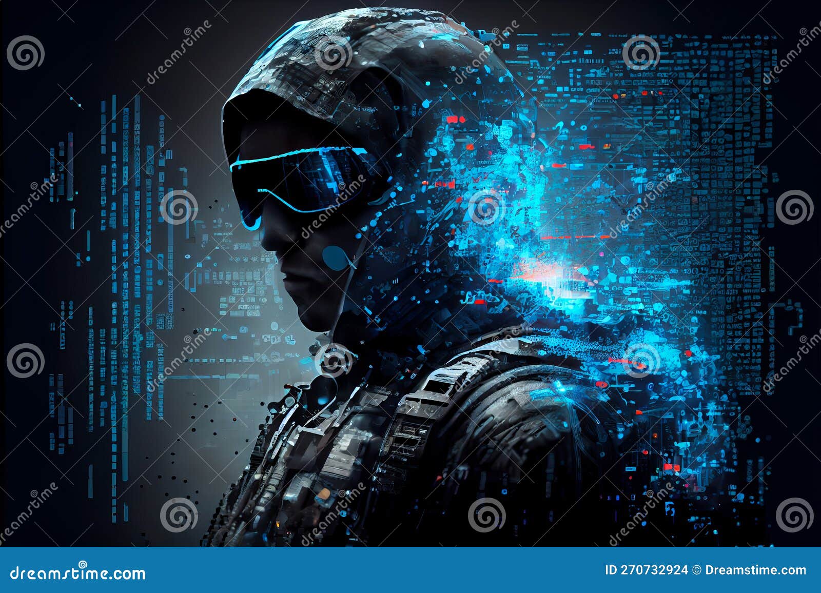 Hacker in Virtual World. Generative Ai Stock Illustration ...