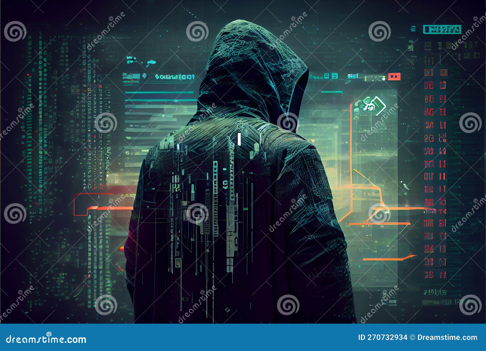 Hacker in Virtual World. Generative Ai Stock Illustration ...