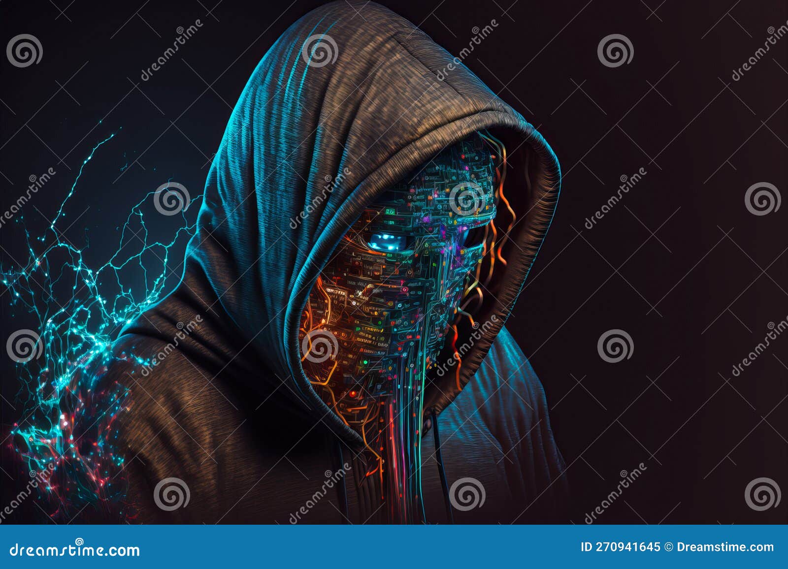 Hacker in Virtual World. Generative Ai Stock Illustration ...