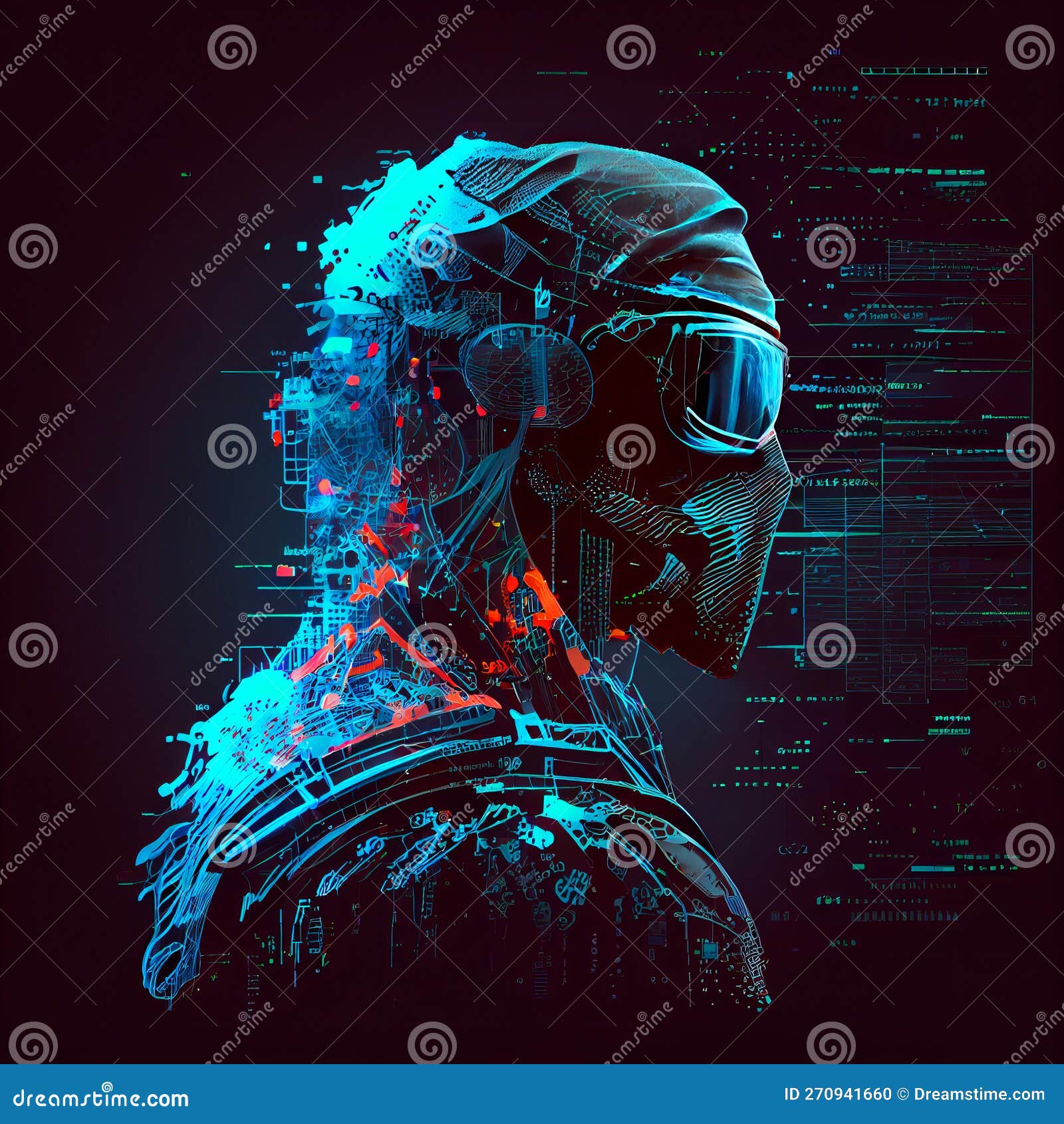 Hacker in Virtual World. Generative Ai Stock Illustration ...