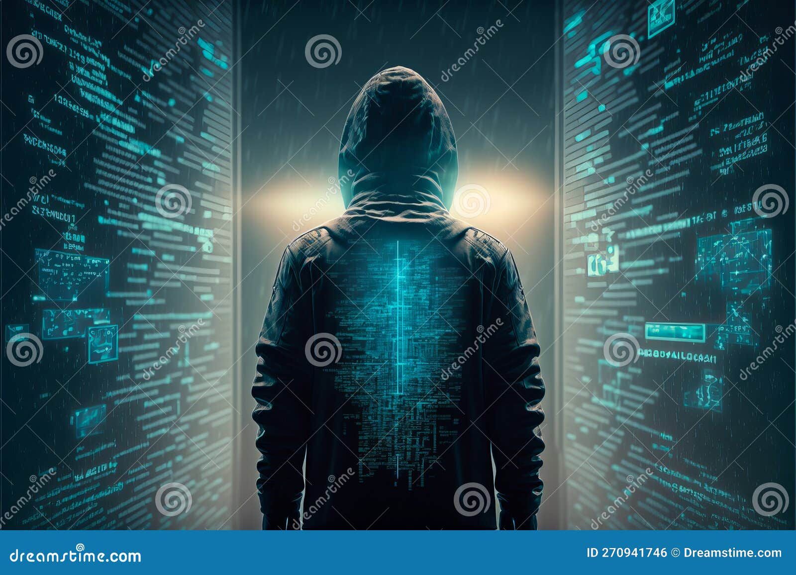 Hacker in Virtual World. Generative Ai Stock Illustration ...