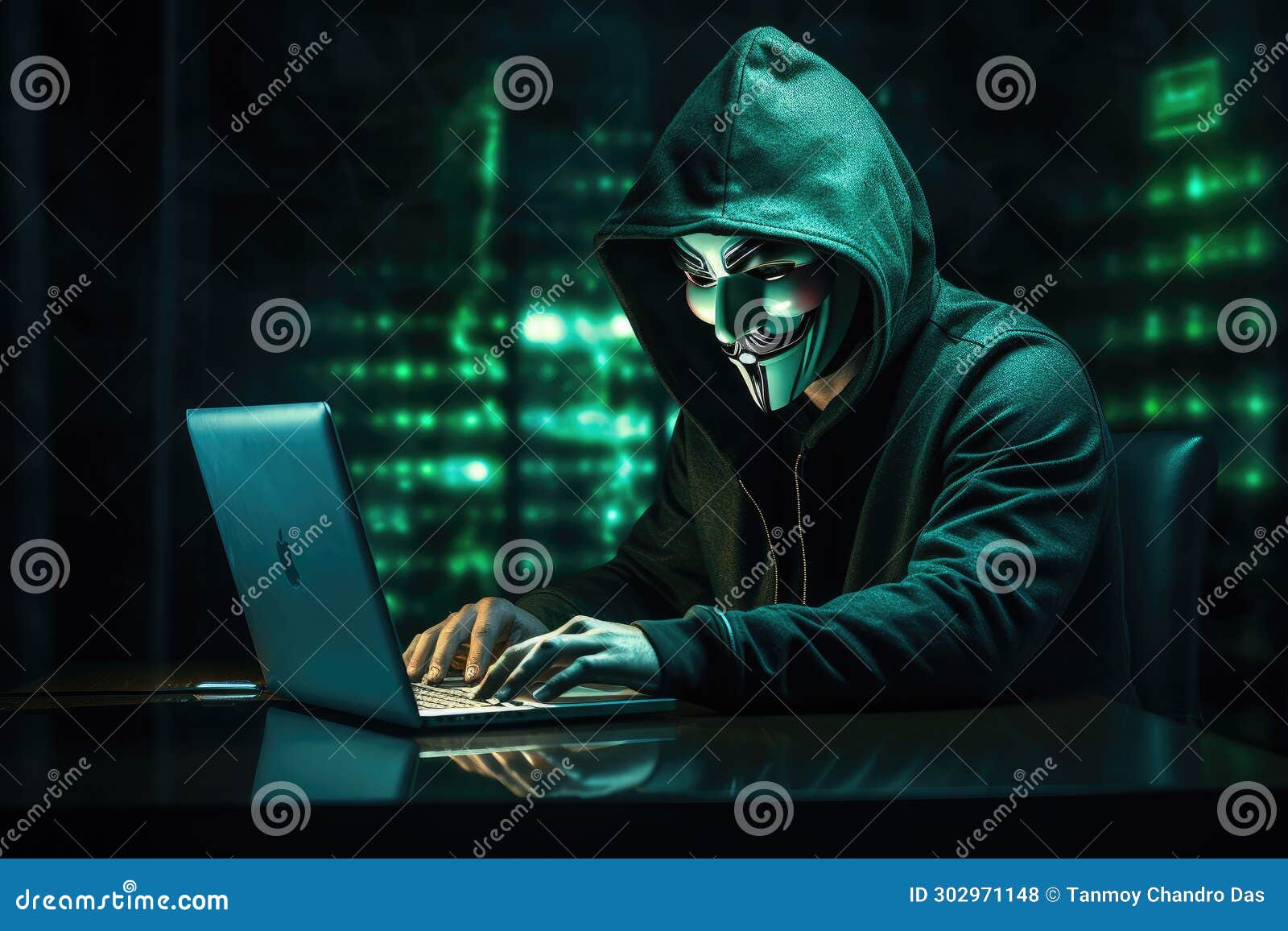 A Hacker Wearing Anonymous Mask and Hacking Pc. Ai Generated Stock ...