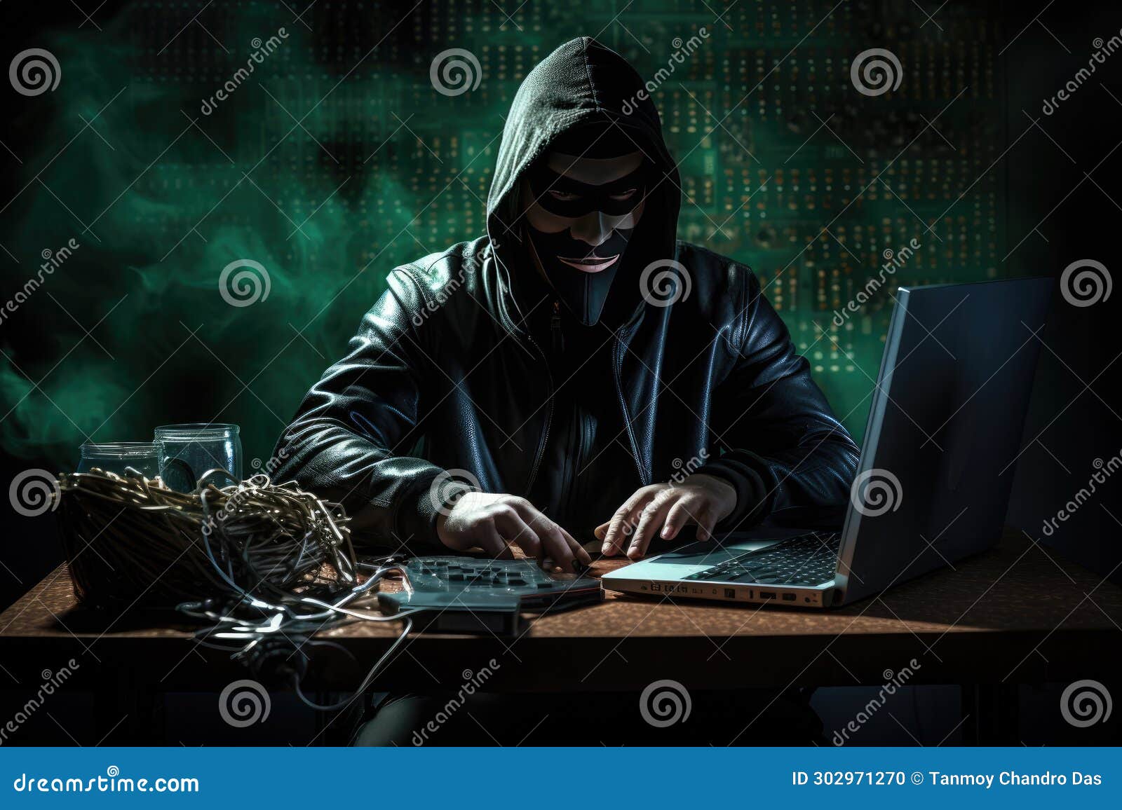 A Hacker Wearing Anonymous Mask and Hacking Pc. Ai Generated Stock ...