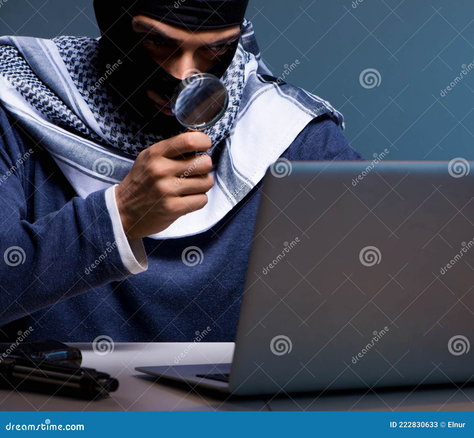 Hacker Wearing Balaclava Mask Hacking Computer Stock Image - Image of ...