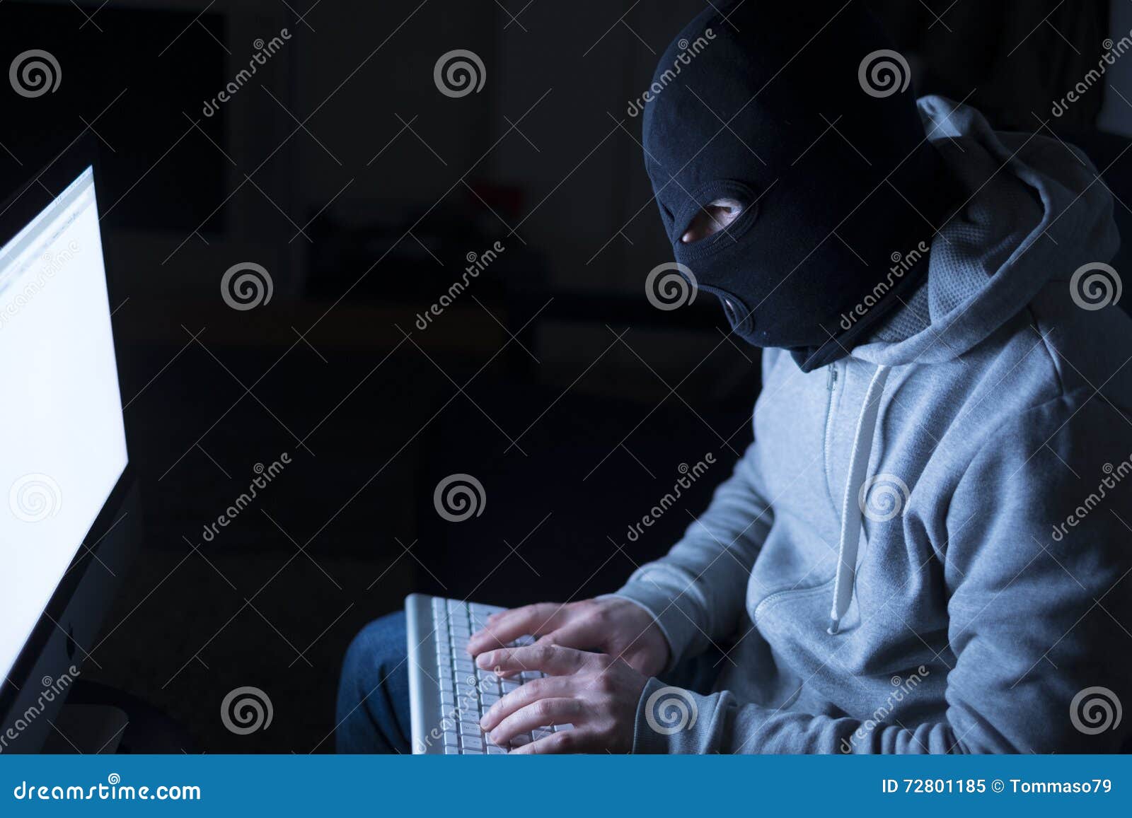 Hacker wearing balaclava stock image. Image of global - 72801185
