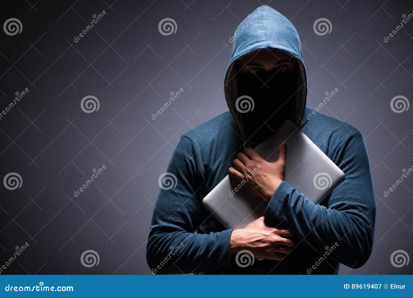 The Hacker Wearing Hood in Dark Room Stock Image - Image of criminal ...