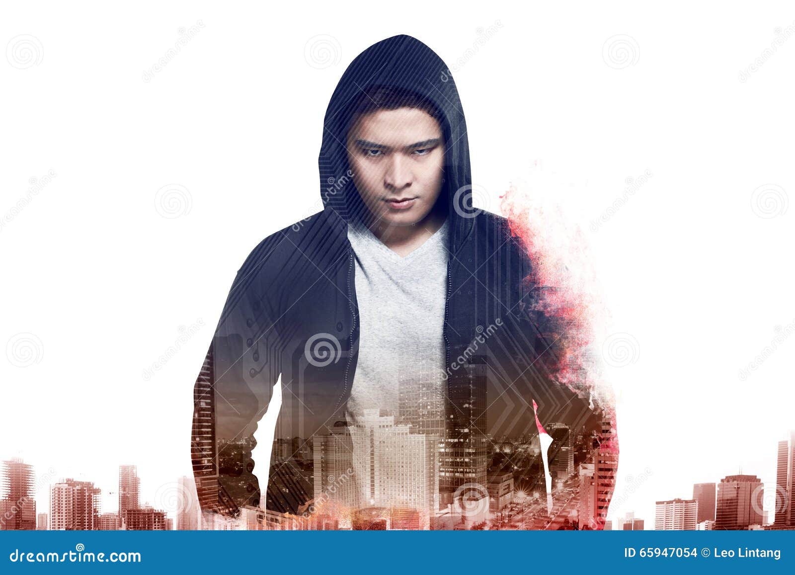 Hacker Wearing Hoodie Shirt Stock Photo - Image of asian, criminal ...