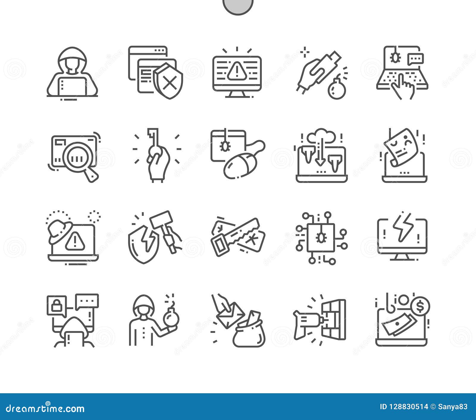 Hacker Well-crafted Pixel Perfect Vector Thin Line Icons 30 2x Grid for ...