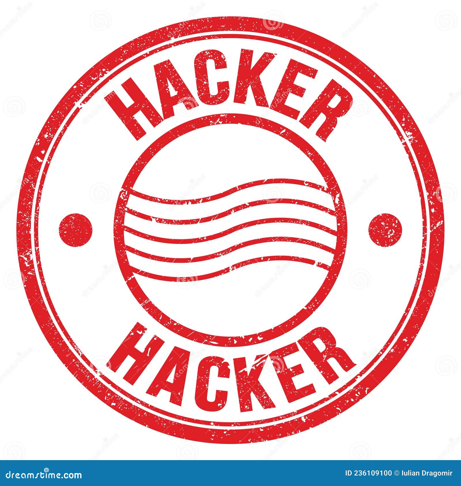 HACKER Text Written on Red Round Postal Stamp Sign Stock Illustration ...