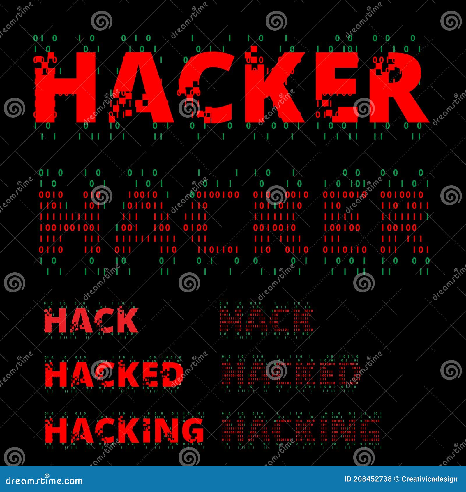 HACKER Wordmark Symbol Set Vector Stock Vector - Illustration of design ...