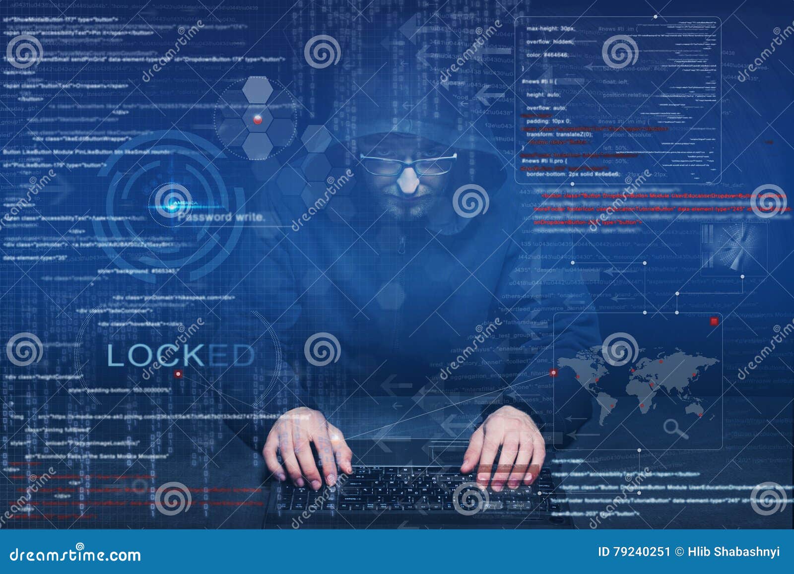 Hacker at work stock image. Image of blackmail, attack - 79240251