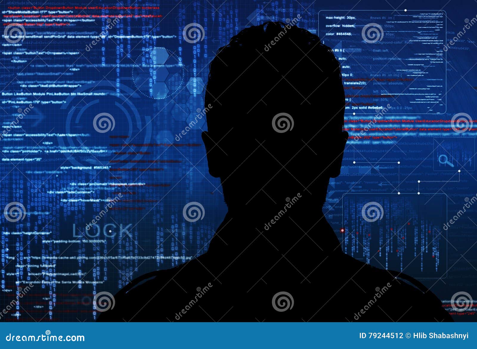 Hacker at work stock photo. Image of code, identity, information - 79244512