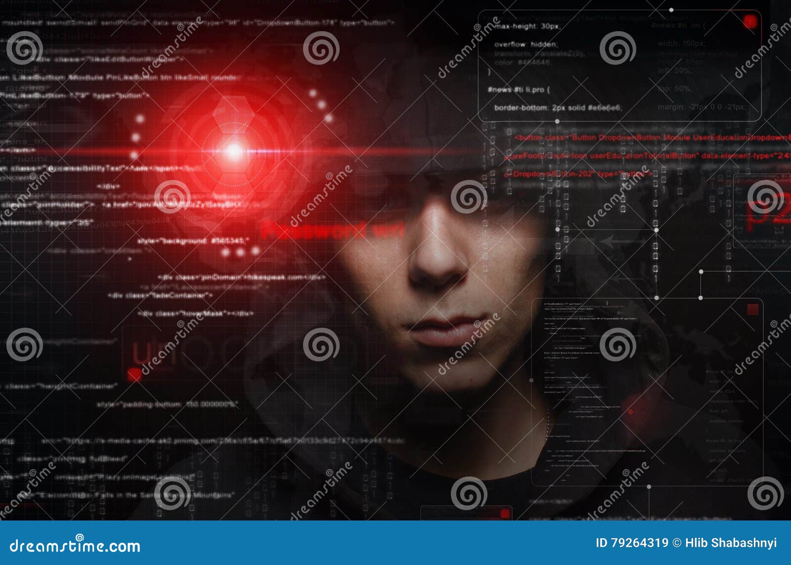 Hacker at work stock image. Image of anonymous, danger - 79264319