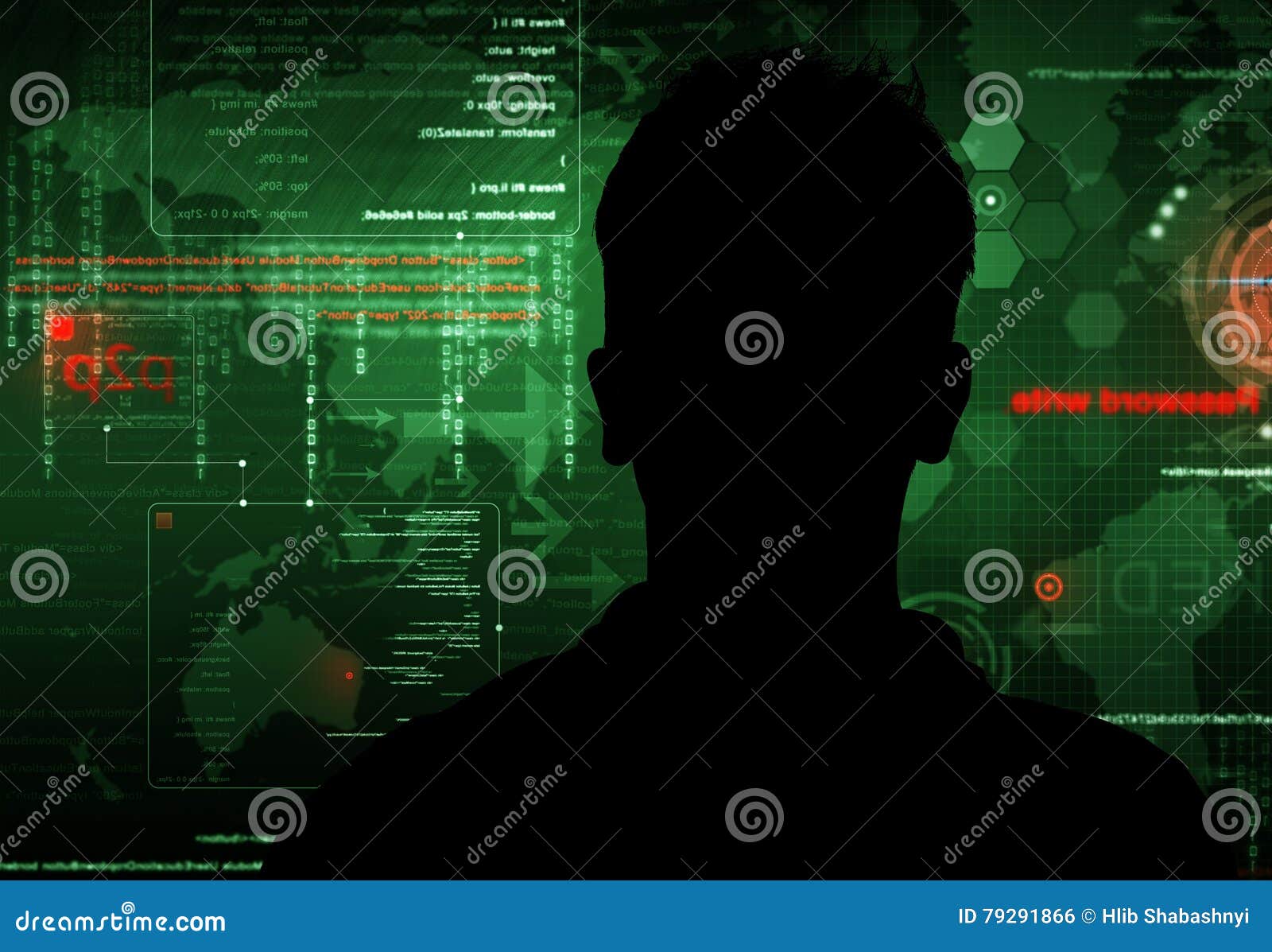 Hacker at work stock illustration. Illustration of attack - 79291866