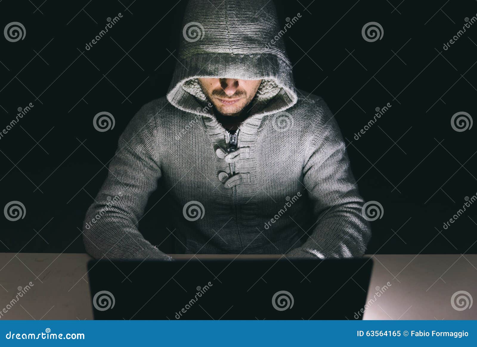 Hacker at Work on His Computer Stock Image - Image of hacking ...