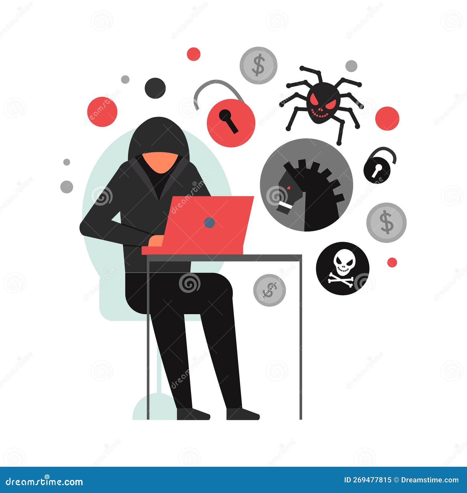 Hacker At Work With User Interface Cartoon Vector | CartoonDealer.com ...