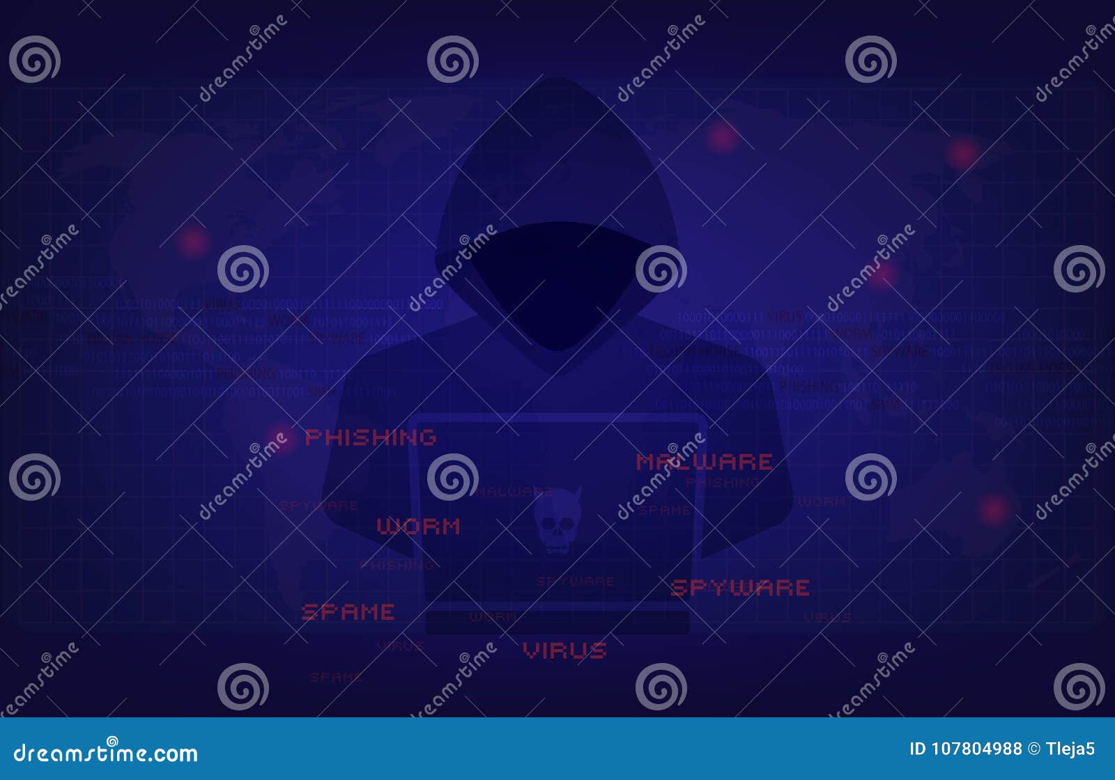 Hacker at Work with User Interface Stock Vector - Illustration of ...