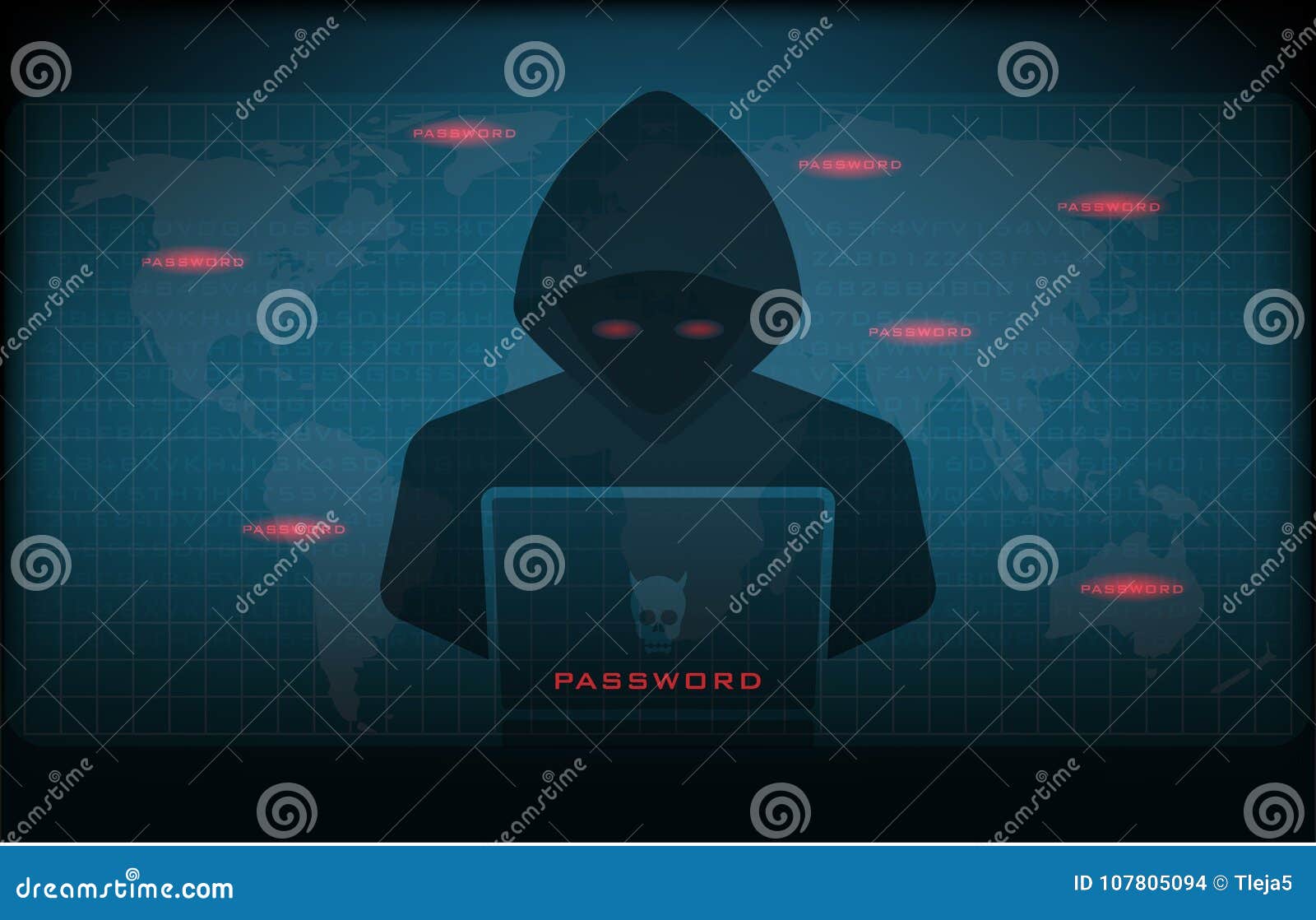 Hacker at Work with User Interface Stock Vector - Illustration of ...