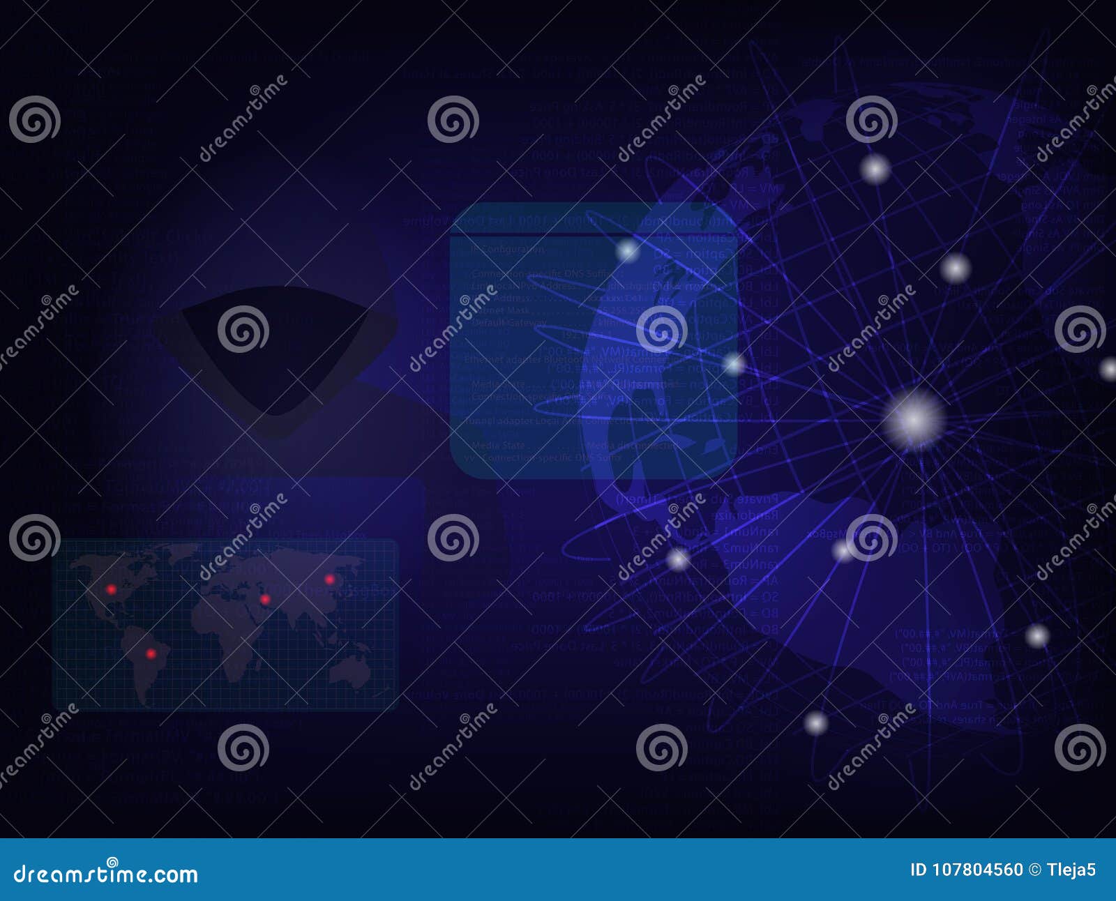 Hacker at Work with User Interface Stock Vector - Illustration of ...