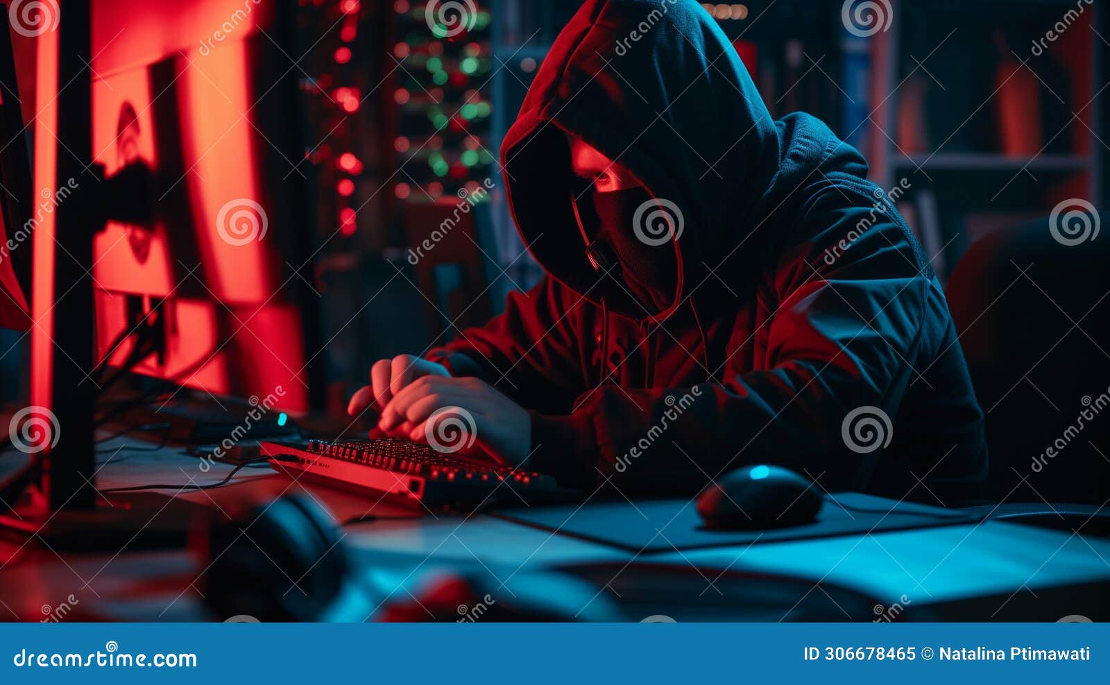 Hacker Working with Computer Cyber Crime Concept Stock Illustration ...