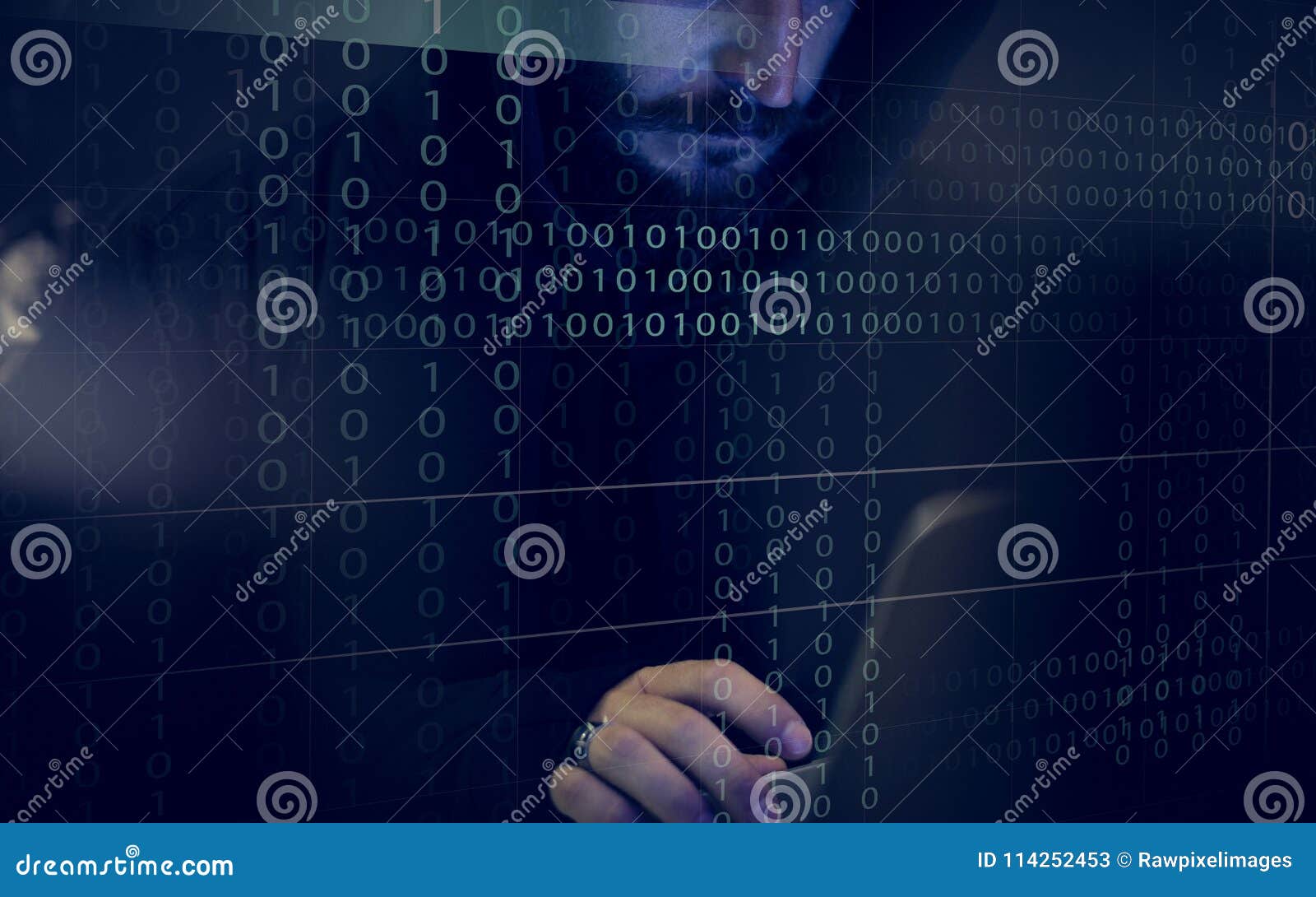 Hacker Working on Computer Cyber Crime Stock Image - Image of cyber ...