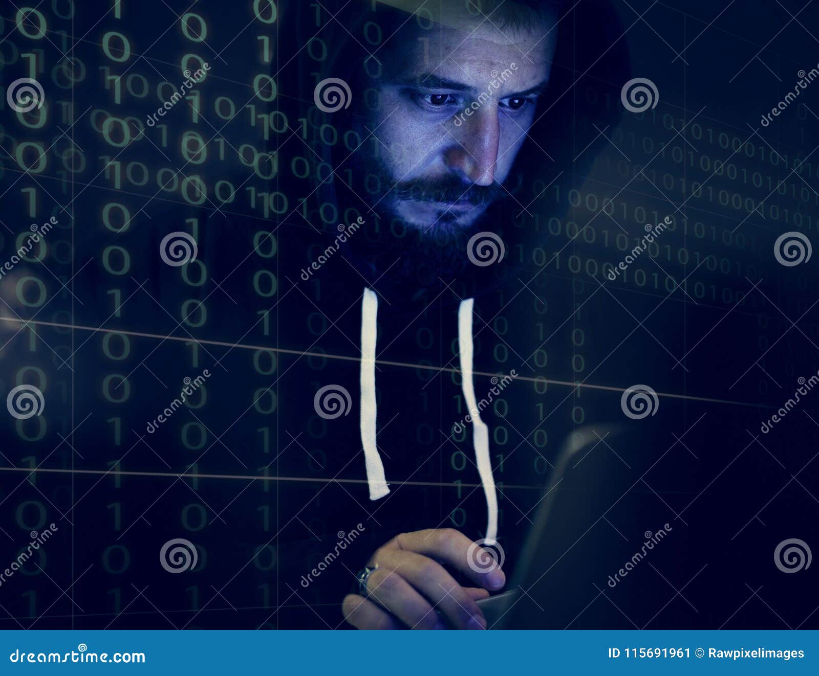 Hacker Working on Computer Cyber Crime Stock Image - Image of scam ...