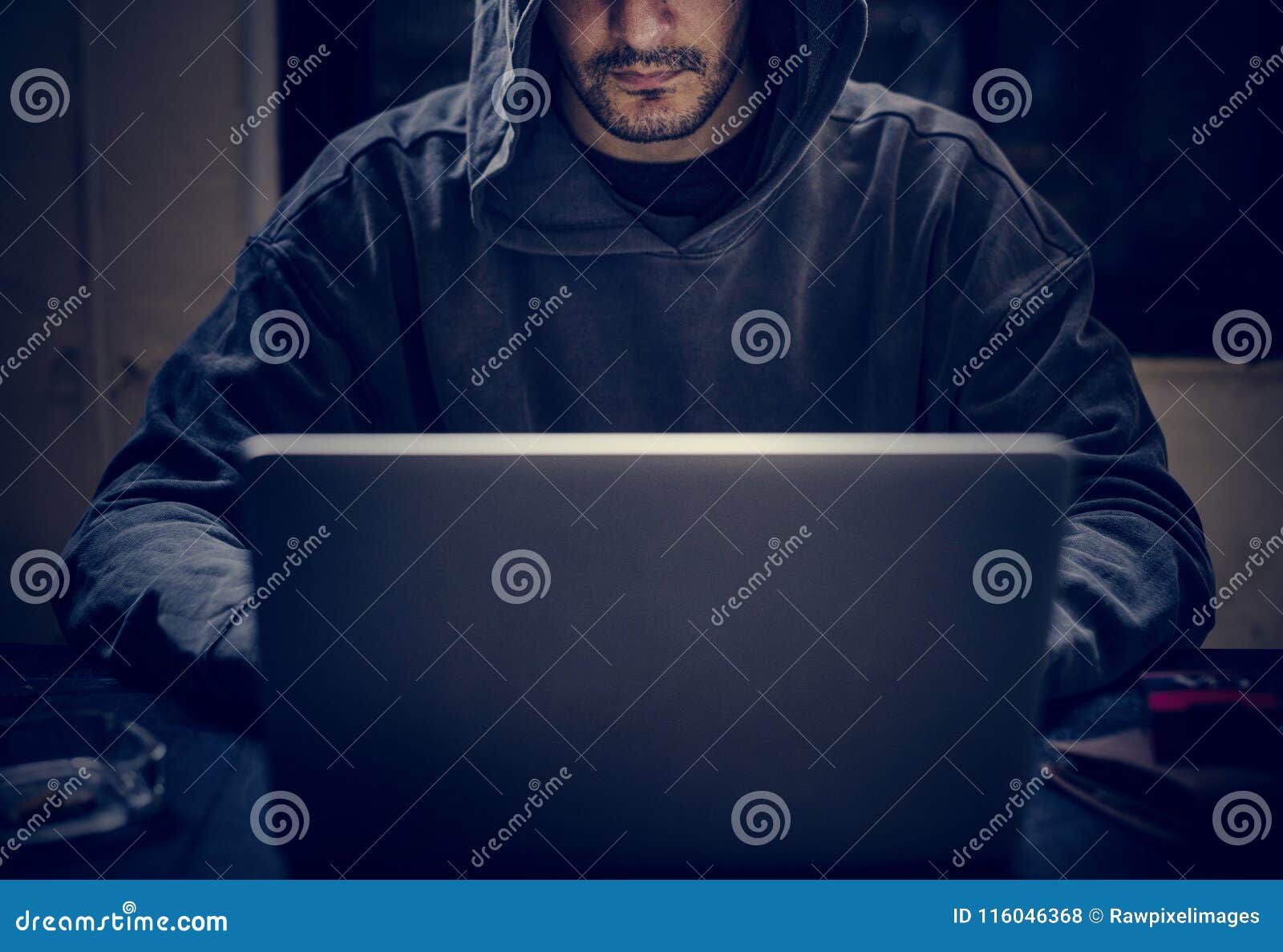 Hacker Working on Computer Cyber Crime Stock Photo - Image of server ...