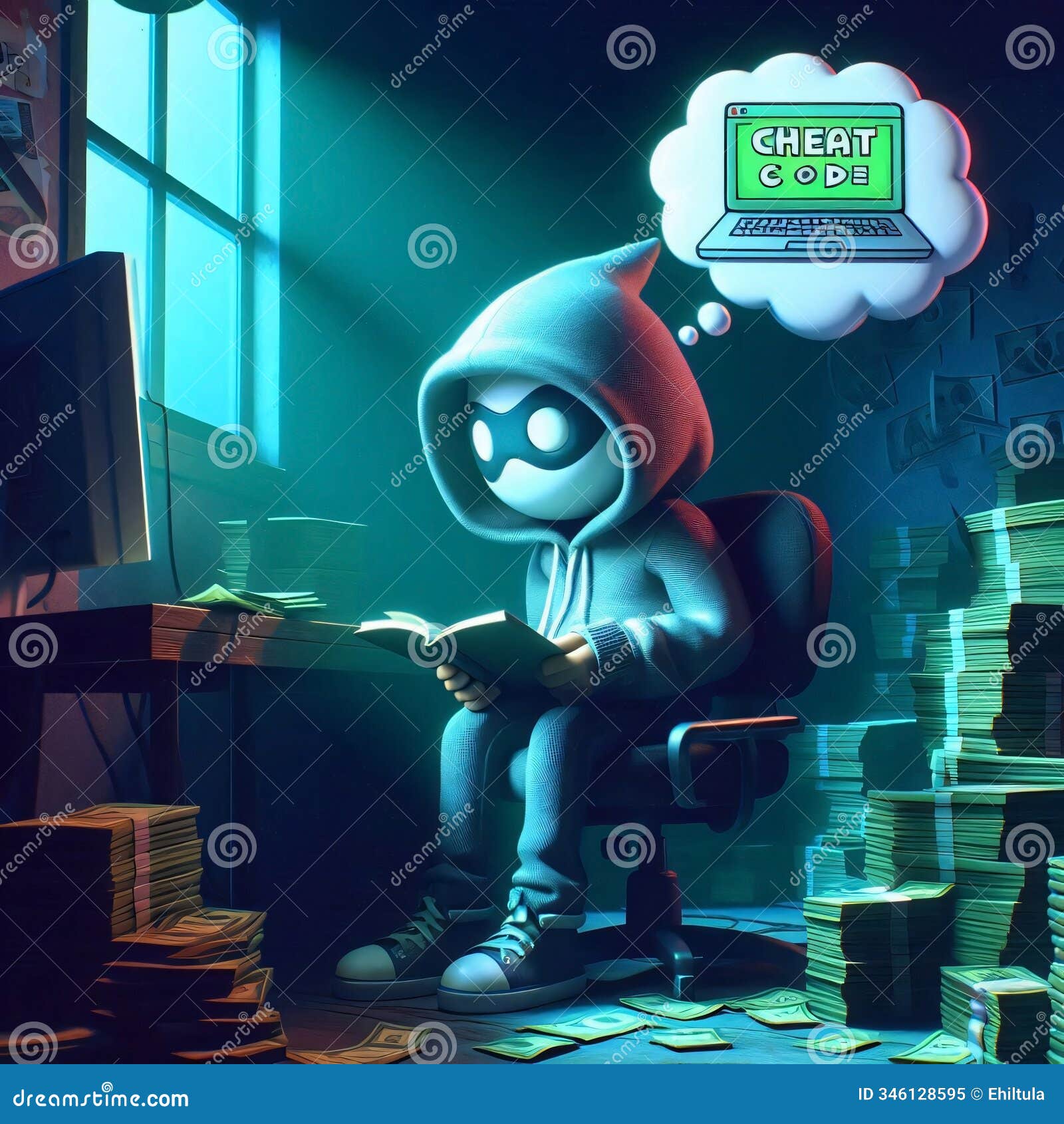 Hacker Working On Laptop Near To American Flag And Stop Board With ...