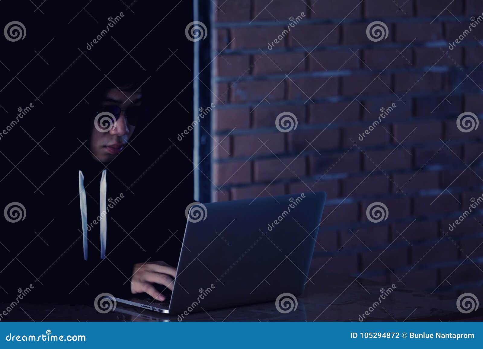 Hacker Working on His Computer, Hacker Stealing Password and Dat Stock ...