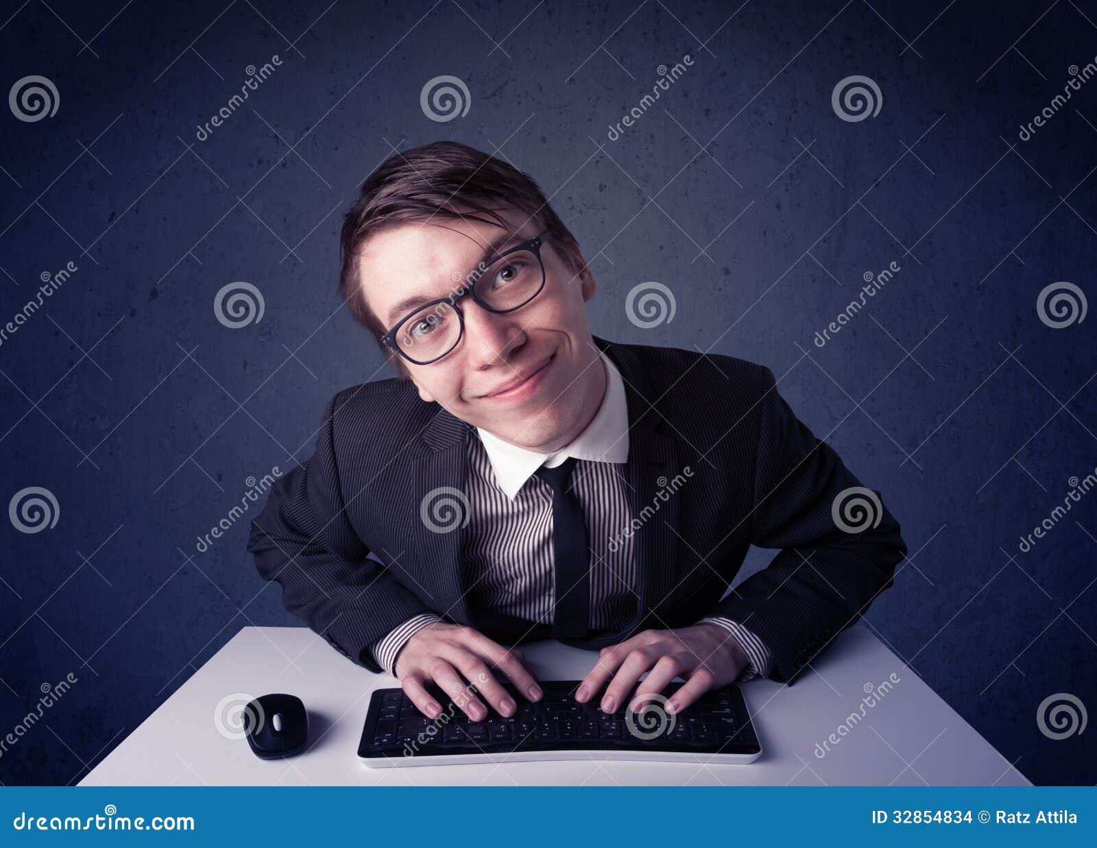 Hacker Working with Keyboard on Blue Background Stock Photo - Image of ...